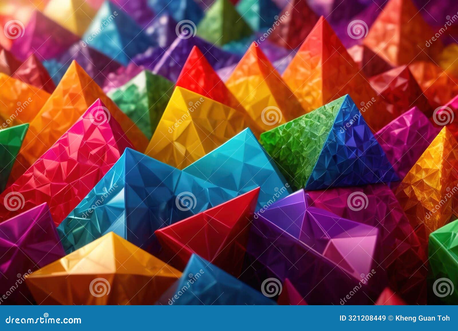 Abstract Raised 3d Triangle Pyramid Pattern in Rainbow Colorful Colors ...