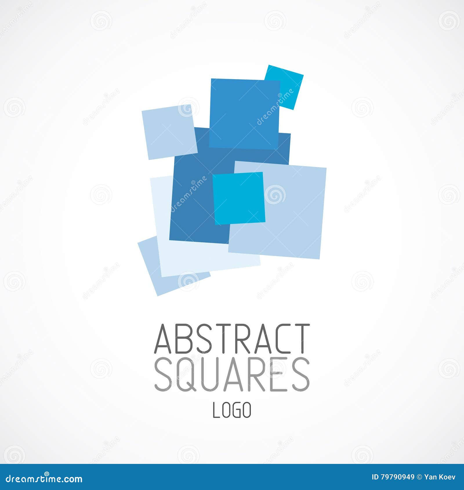 Abstract Random Blue Squares Logo Template Stock Vector - Illustration ...
