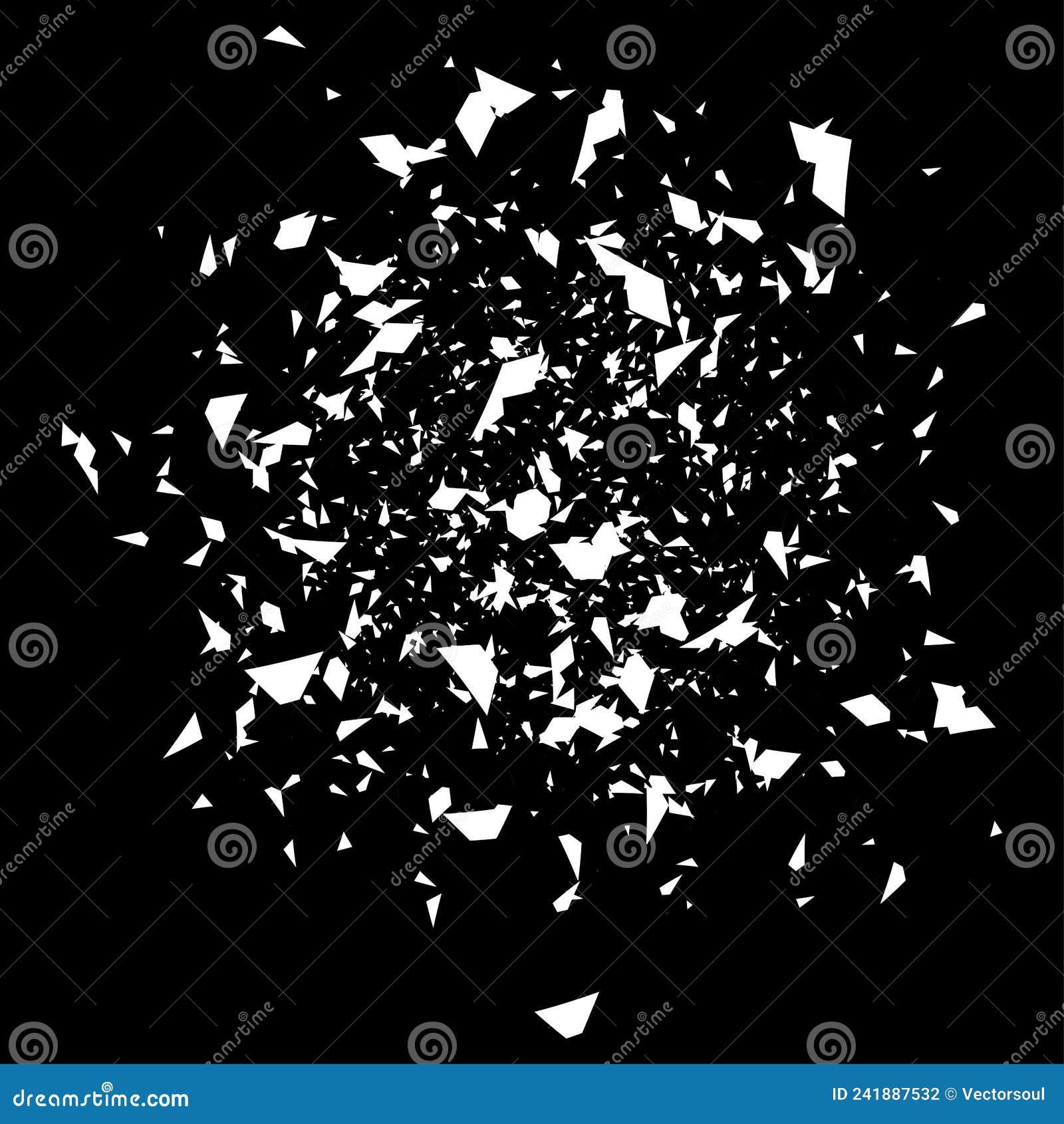 Abstract Random Scattered Shape. Explosion, Broken Glass, Fragments and ...