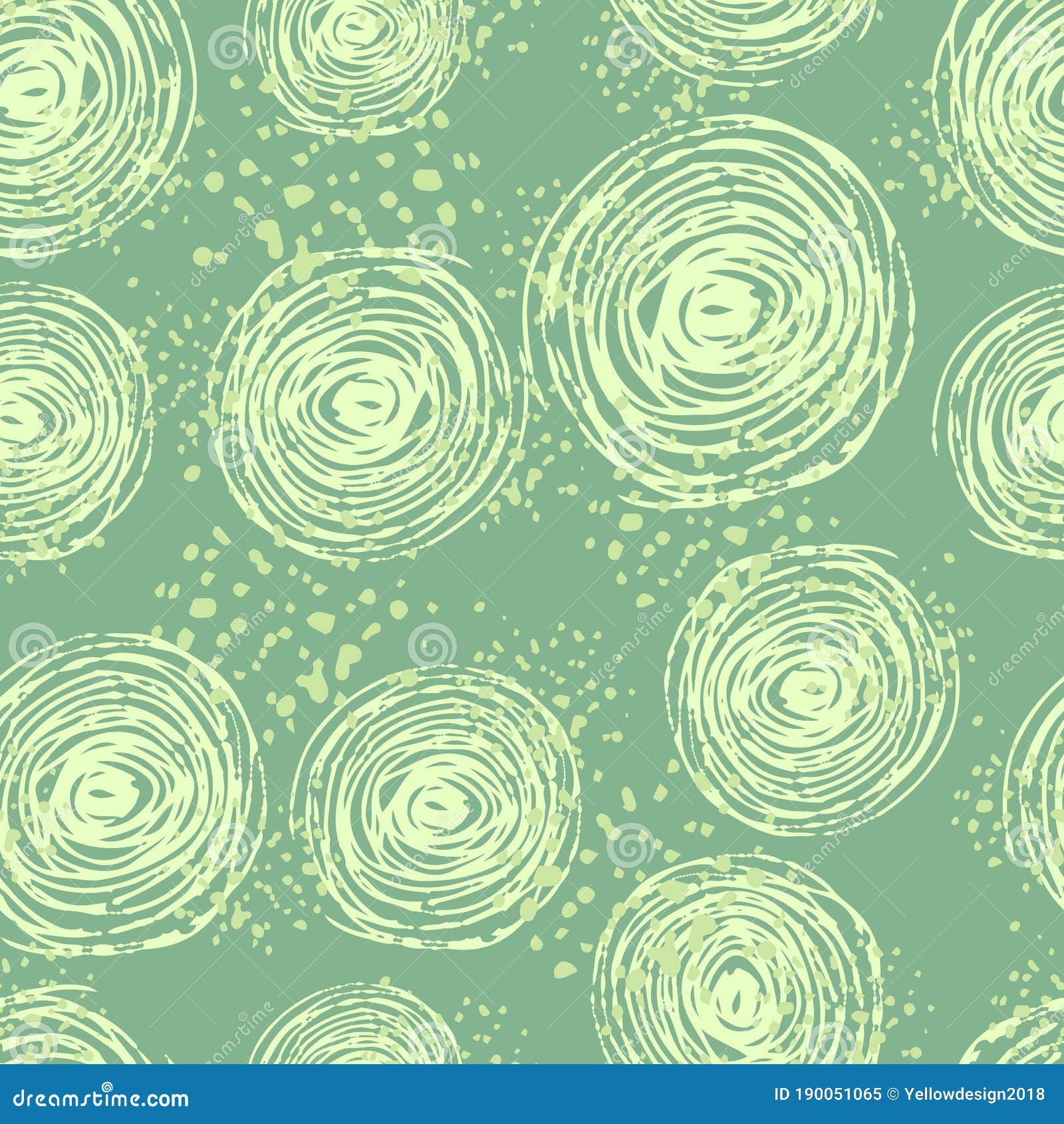 Abstract Random Seamless Pattern with Circle. Green Background with ...