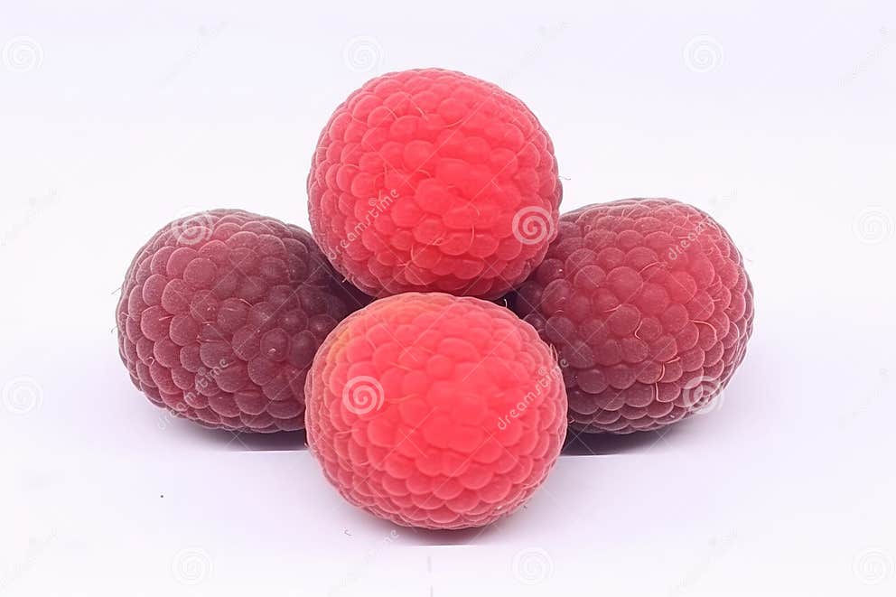 Abstract Raspberry Design with Low Key Lighting on White Background for ...