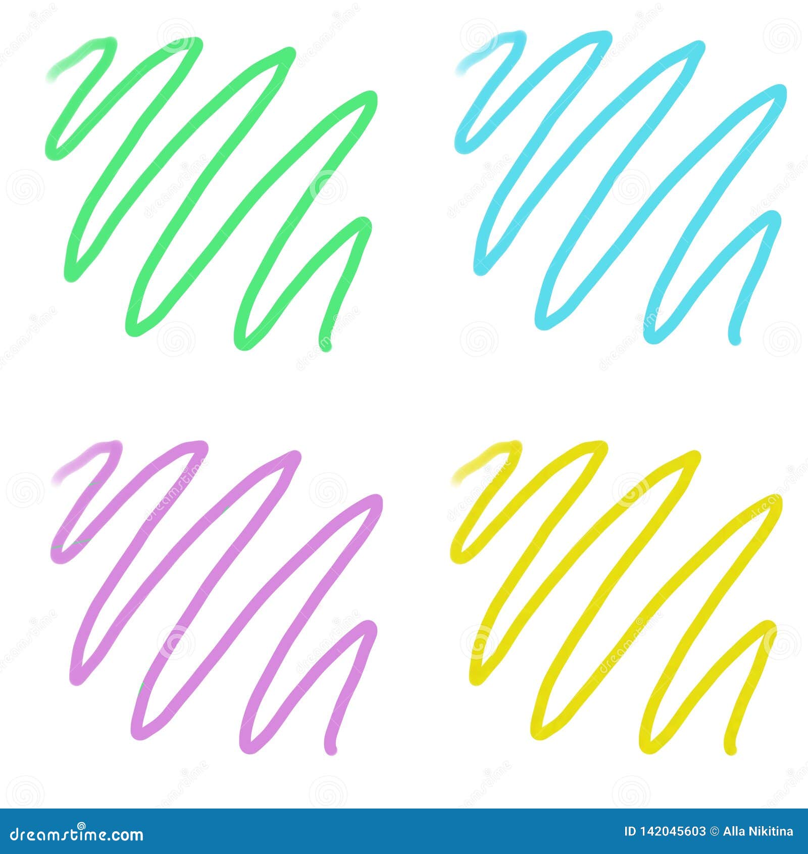 Abstract Raster Illustration of Four Colorful Lines Stock Illustration ...