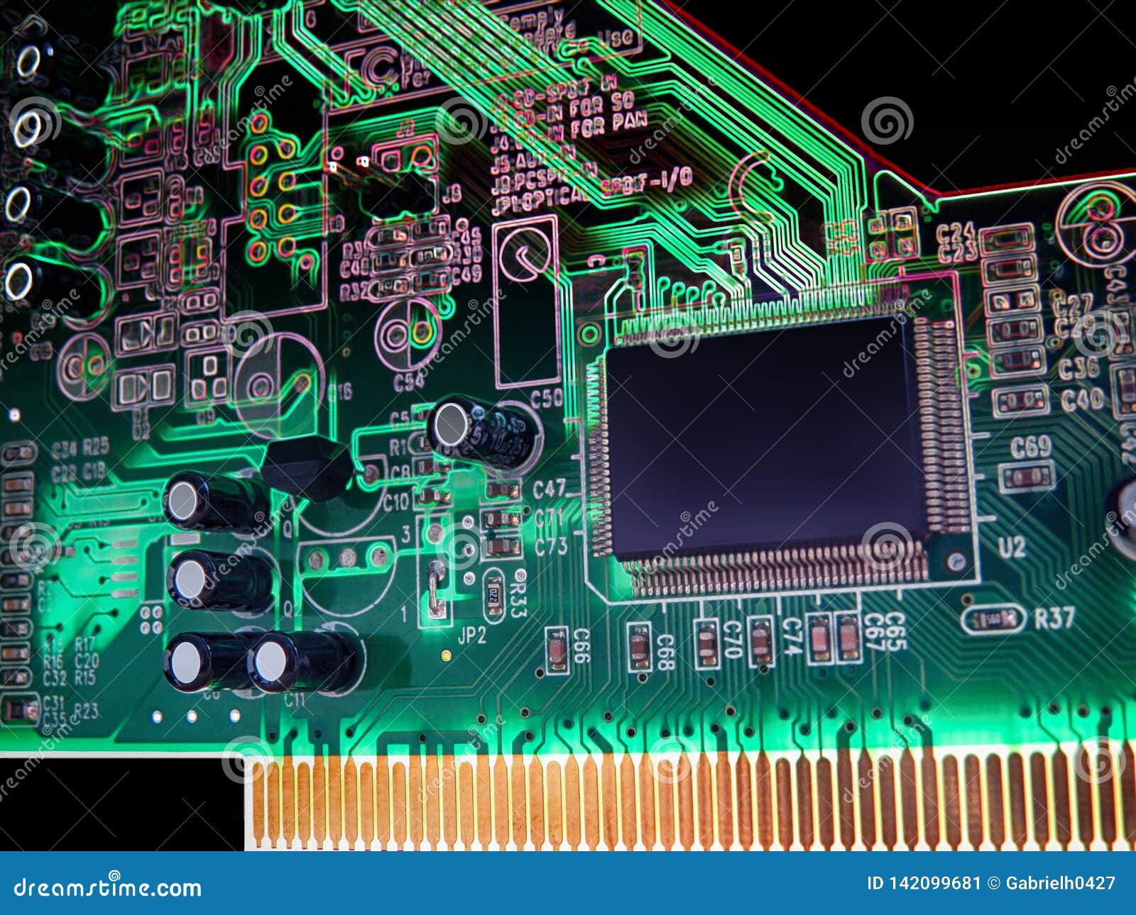 Abstract and Real Digital Circuit Board of a Sound Card Stock Image ...