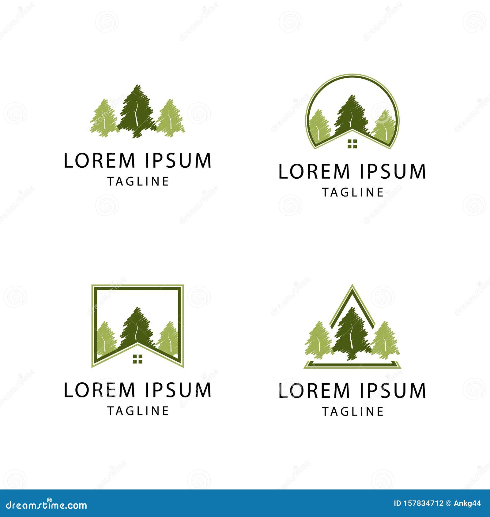 Abstract Real Estate Tree Logo Pack Stock Illustration - Illustration ...