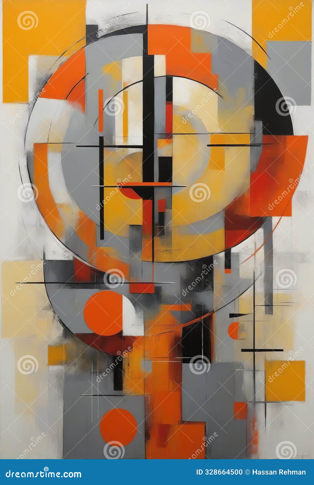 Abstract Realism Painting in Orange and Grey Stock Illustration ...