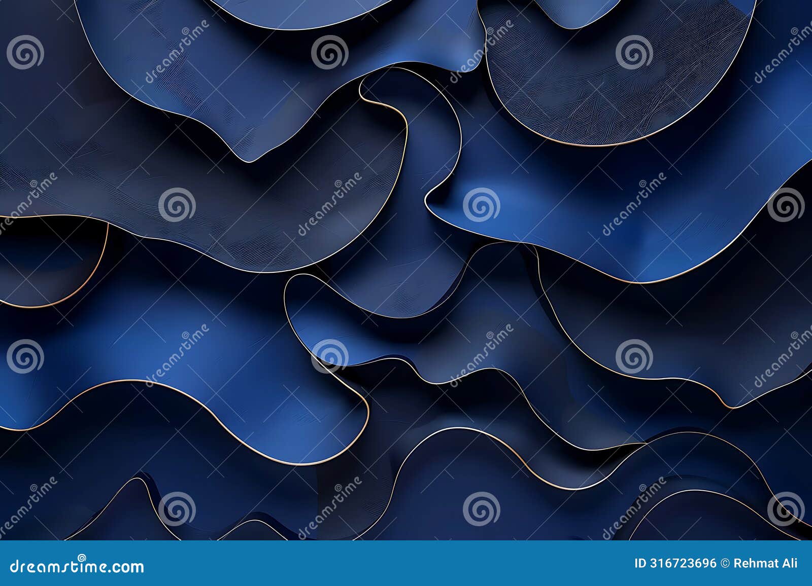 Abstract Realistic of Blue Wavy Background 3D Blue Wavy Abstraction ...