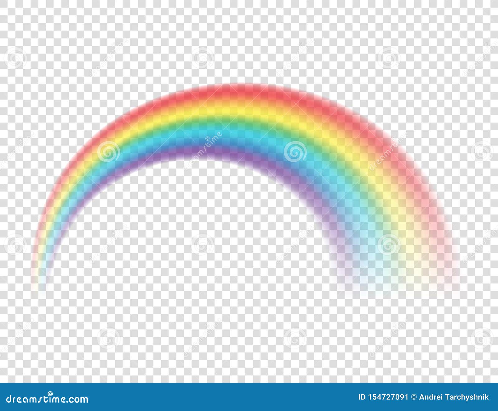 Abstract Realistic Colorful Rainbow on Transparent Background. Vector ...