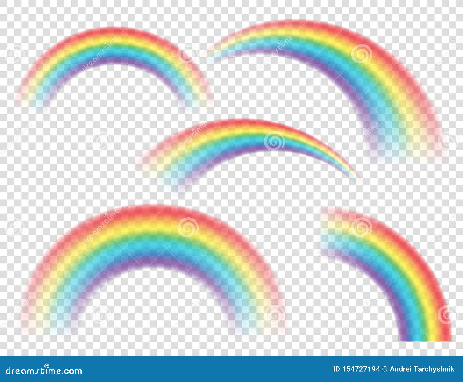 Abstract Realistic Colorful Rainbow on Transparent Background. Vector ...