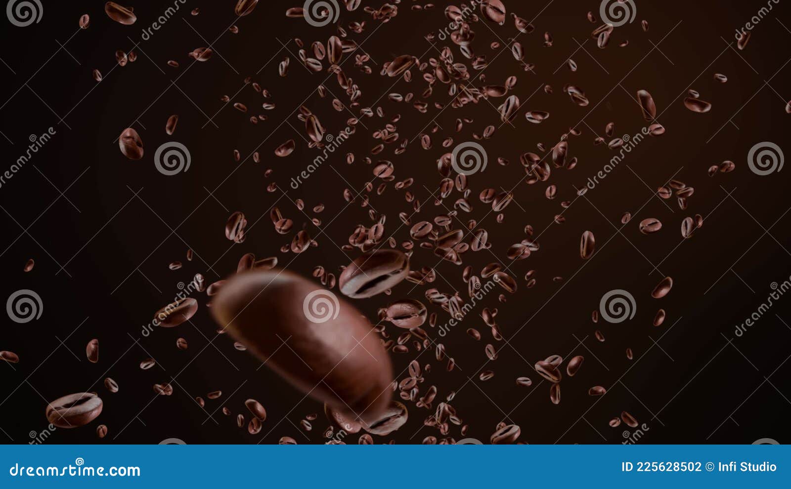 Abstract Realistic 3D Coffee Beans Explosion in Slow Motion Loop ...