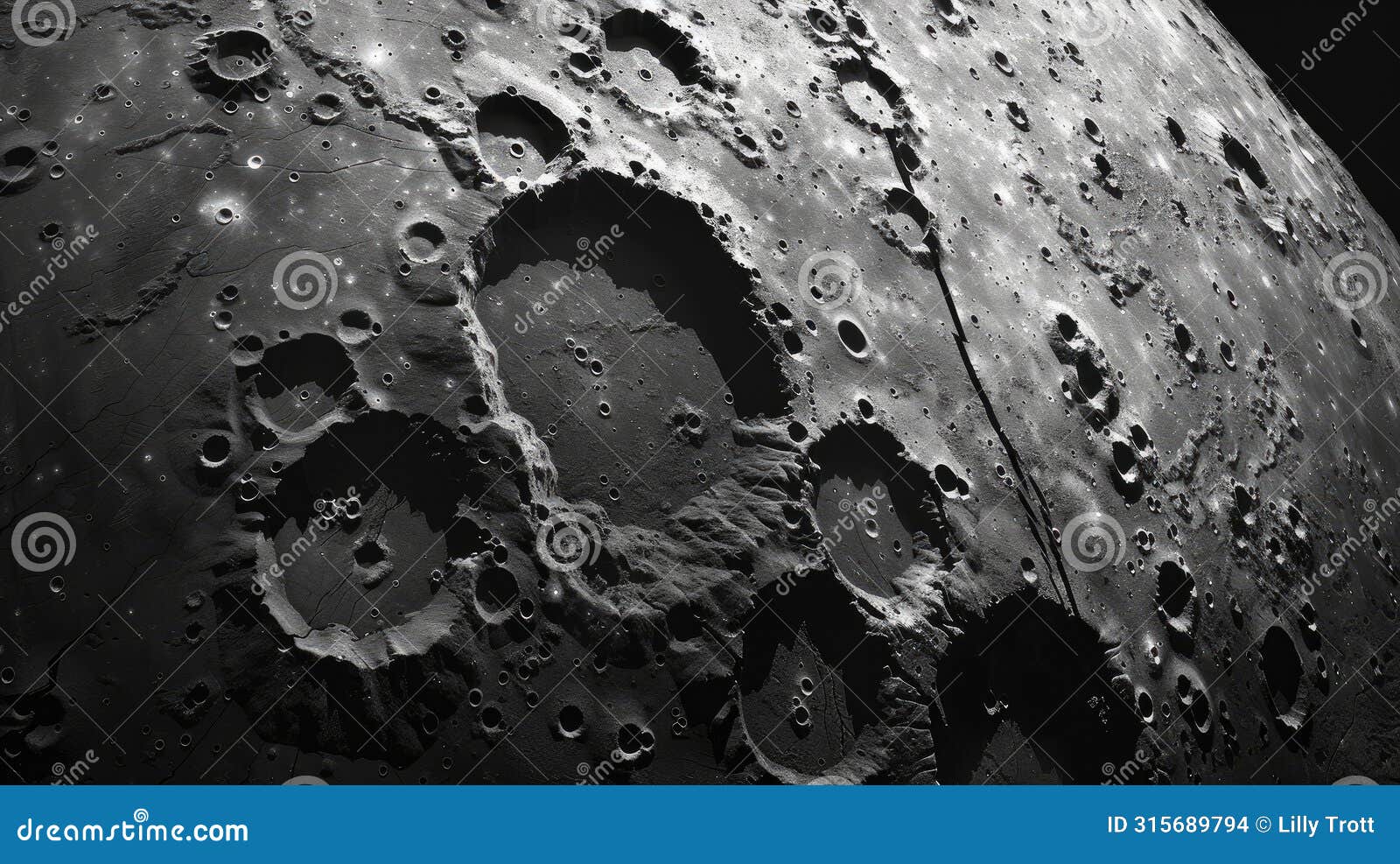 Abstract Realistic Illustration of the Moon Surface with the Round ...