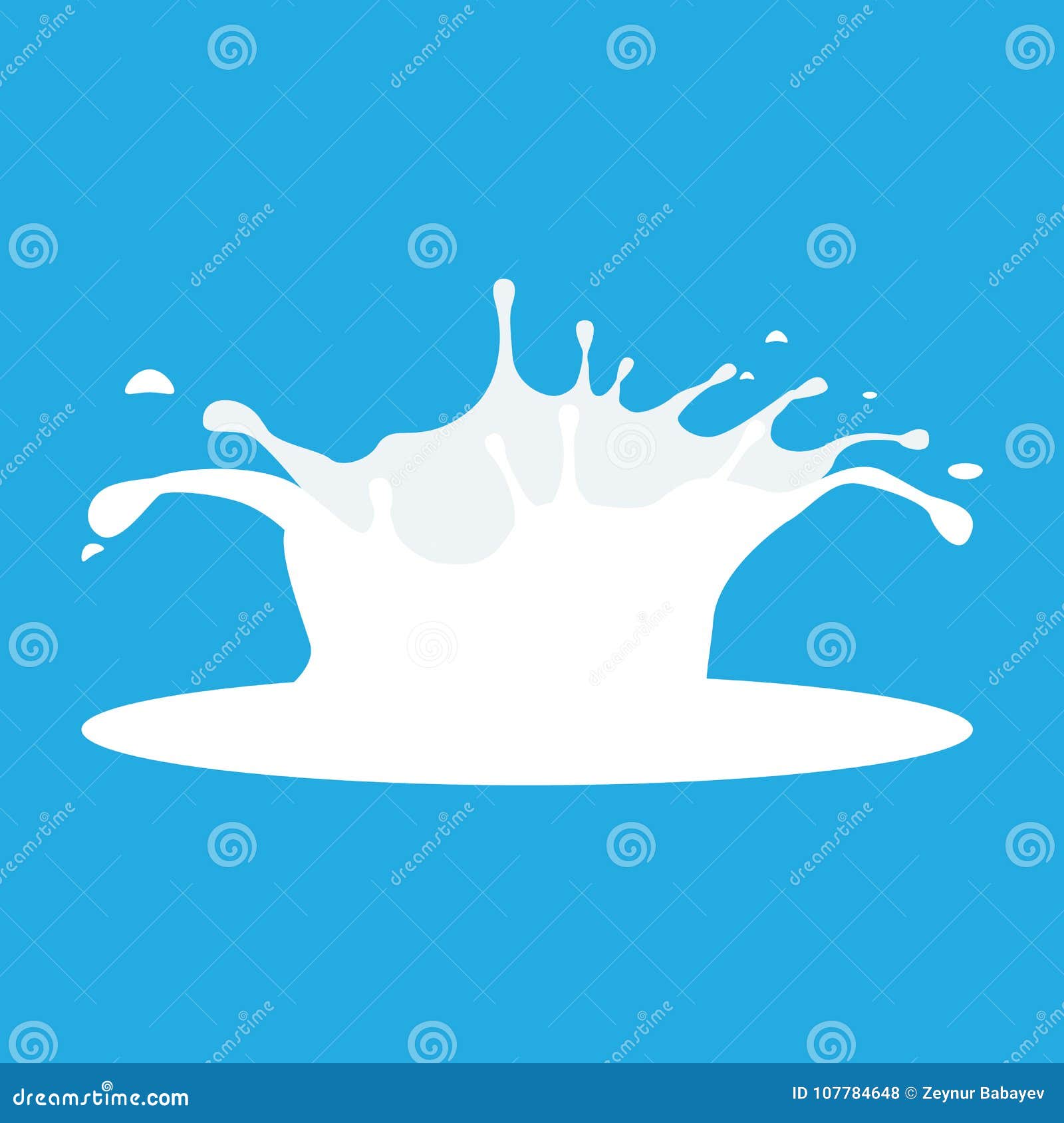 Abstract Realistic Milk Drop with Splashes Isolated on Blue Background ...