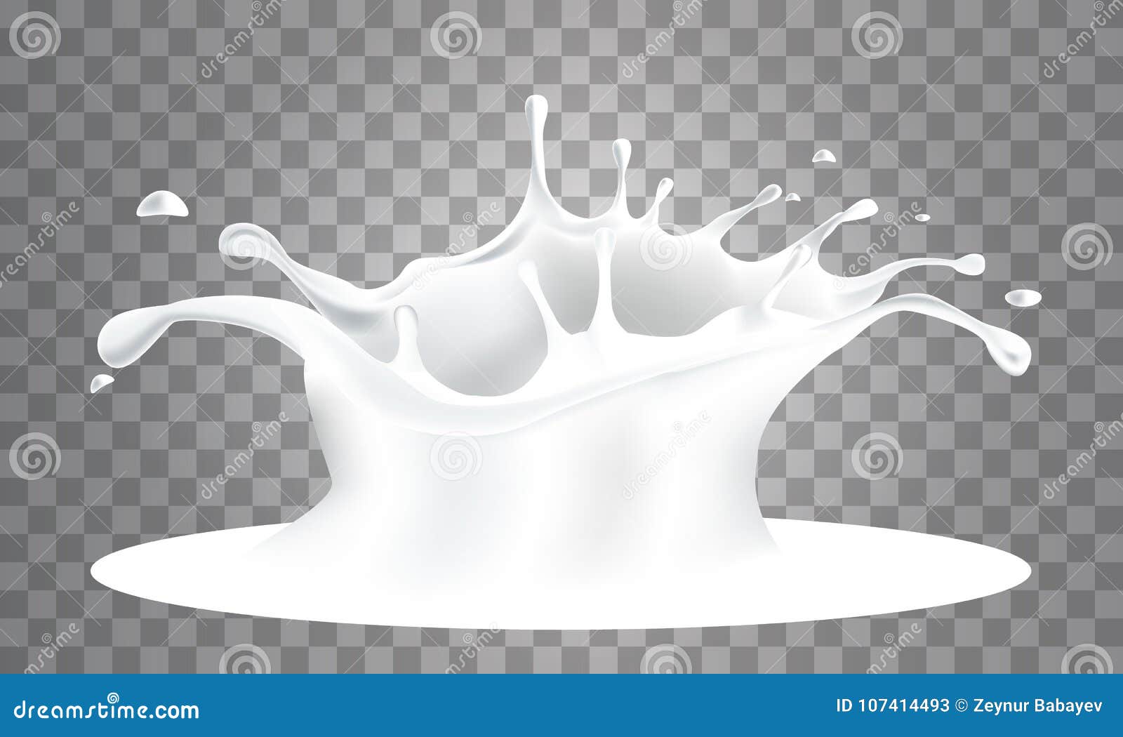 Abstract Realistic Milk Drop with Splashes Isolated on Blue Background ...