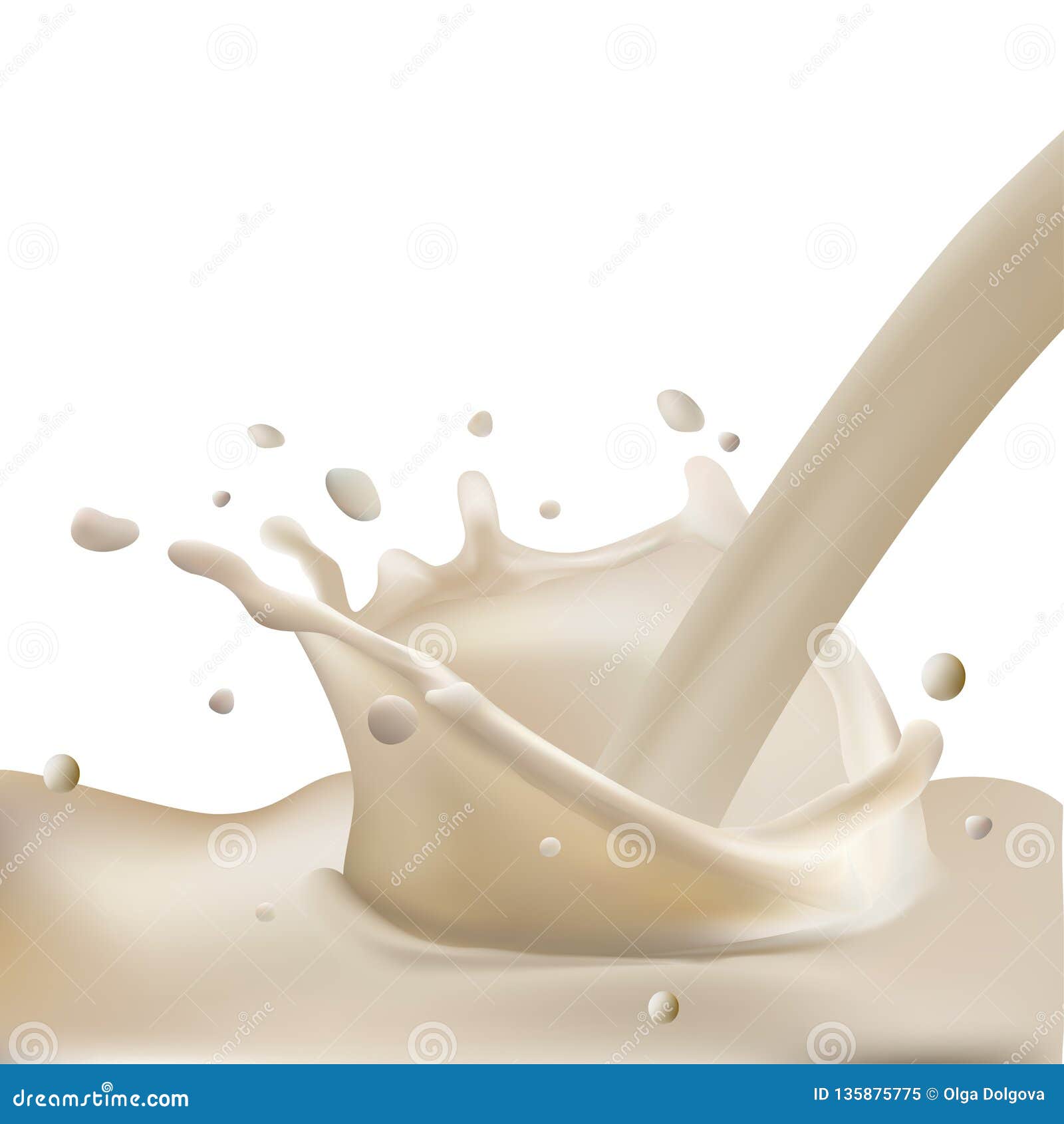 Abstract Realistic Milk Drop with Splashes Stock Vector - Illustration ...