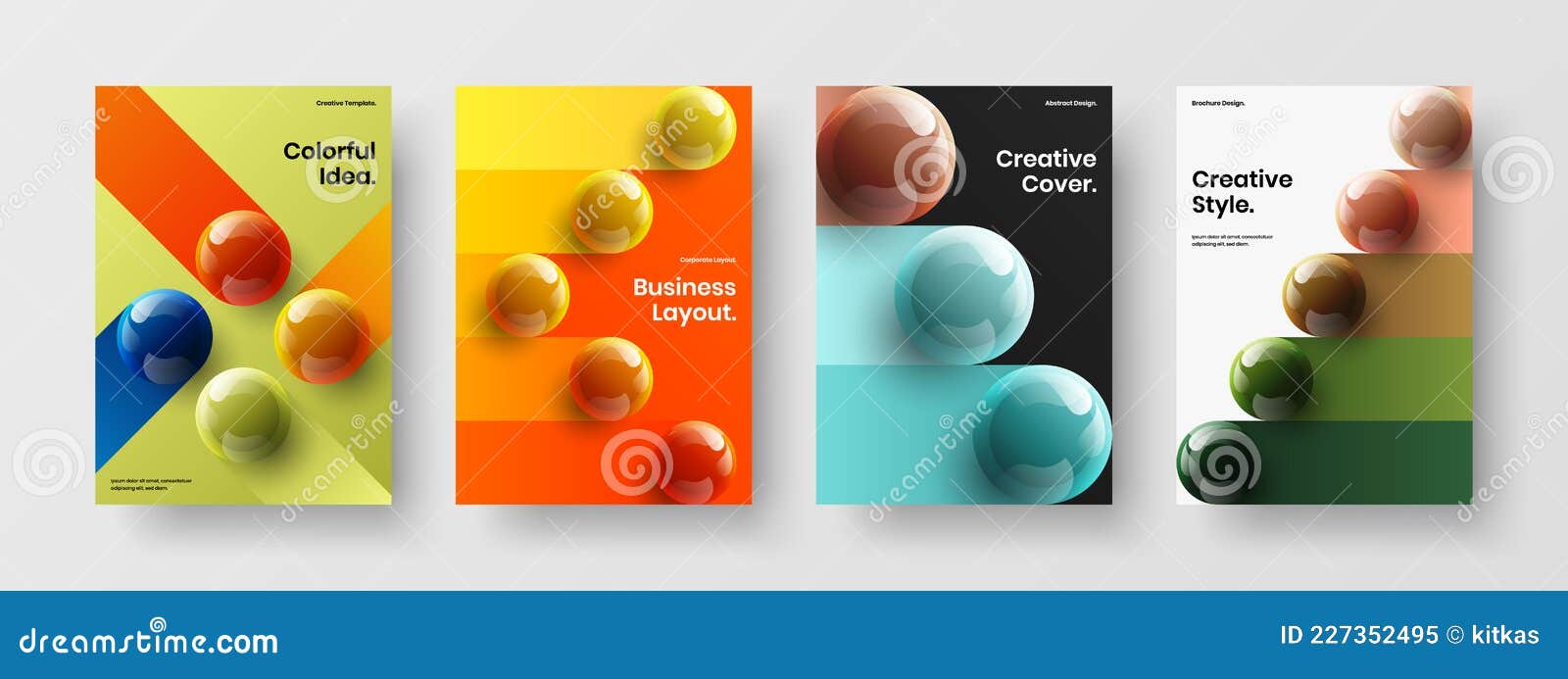 Abstract Realistic Spheres Corporate Identity Layout Composition Stock ...