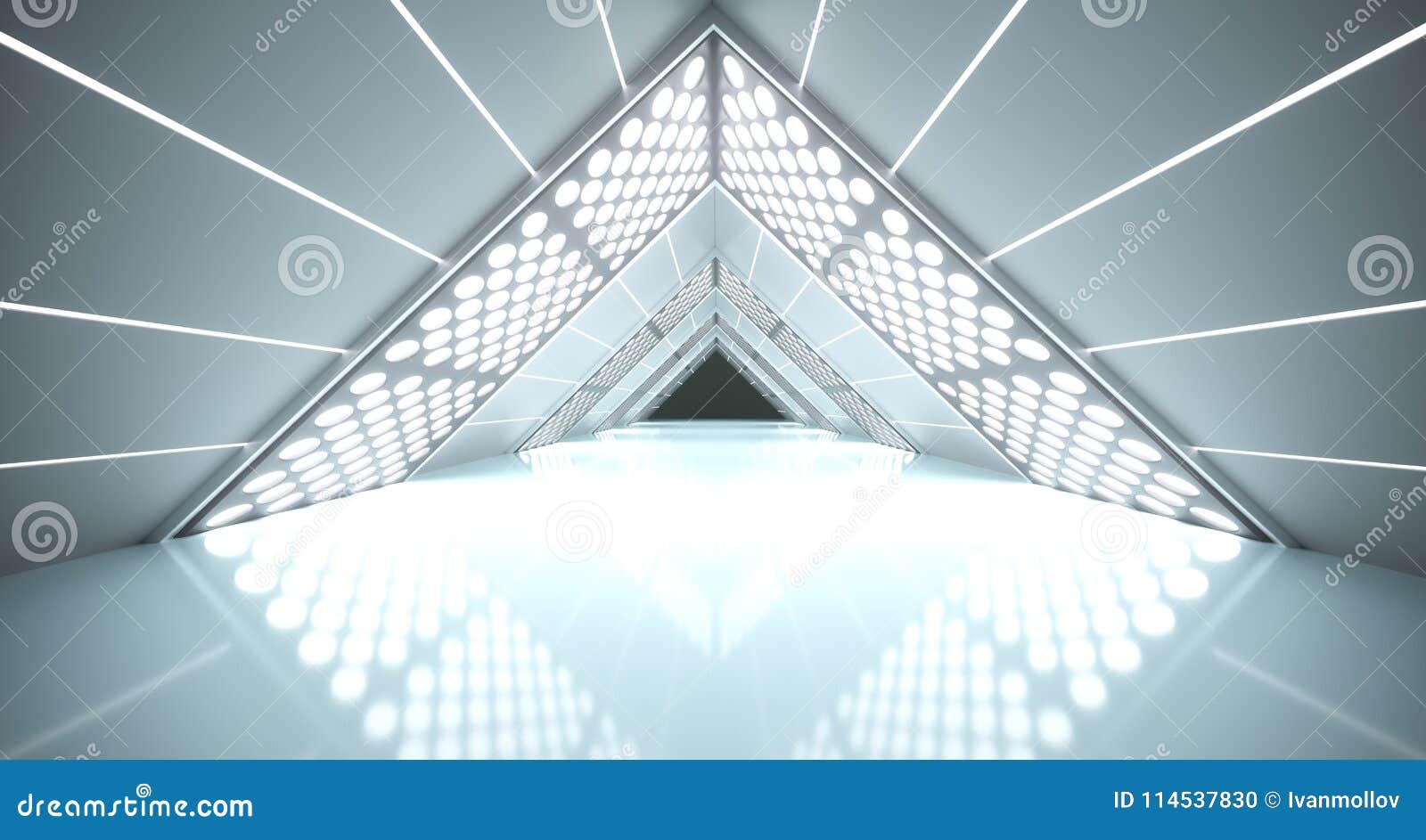 Abstract Realistic Triangle Sci-Fi Corridor Stock Illustration ...