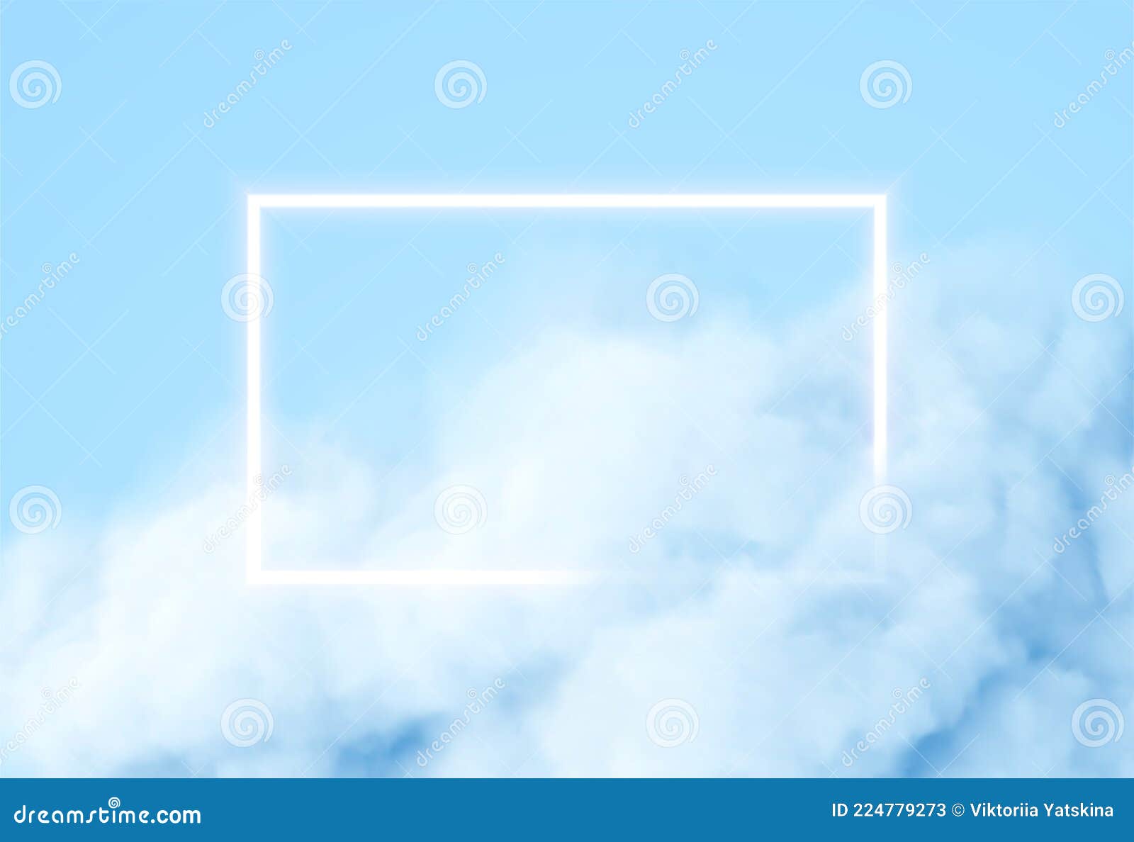 Abstract Rectangle Neon Frame on Blue Smoke Background. Vector Glowing ...