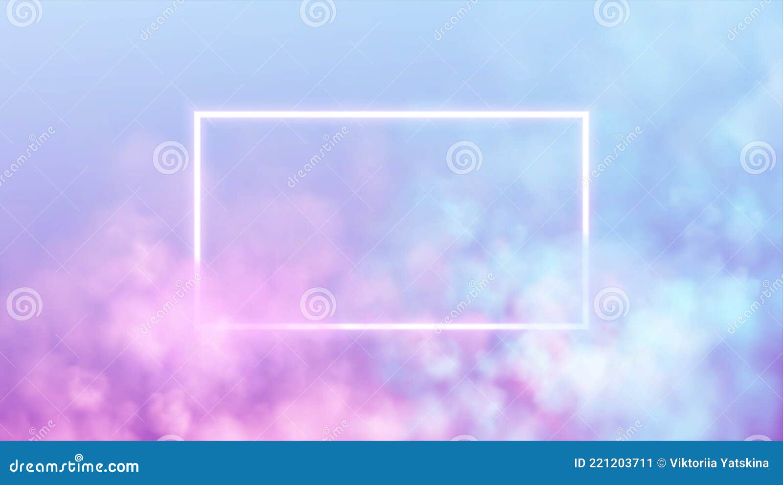Abstract Rectangle Neon Frame on Pink and Blue Smoke Background. Vector ...