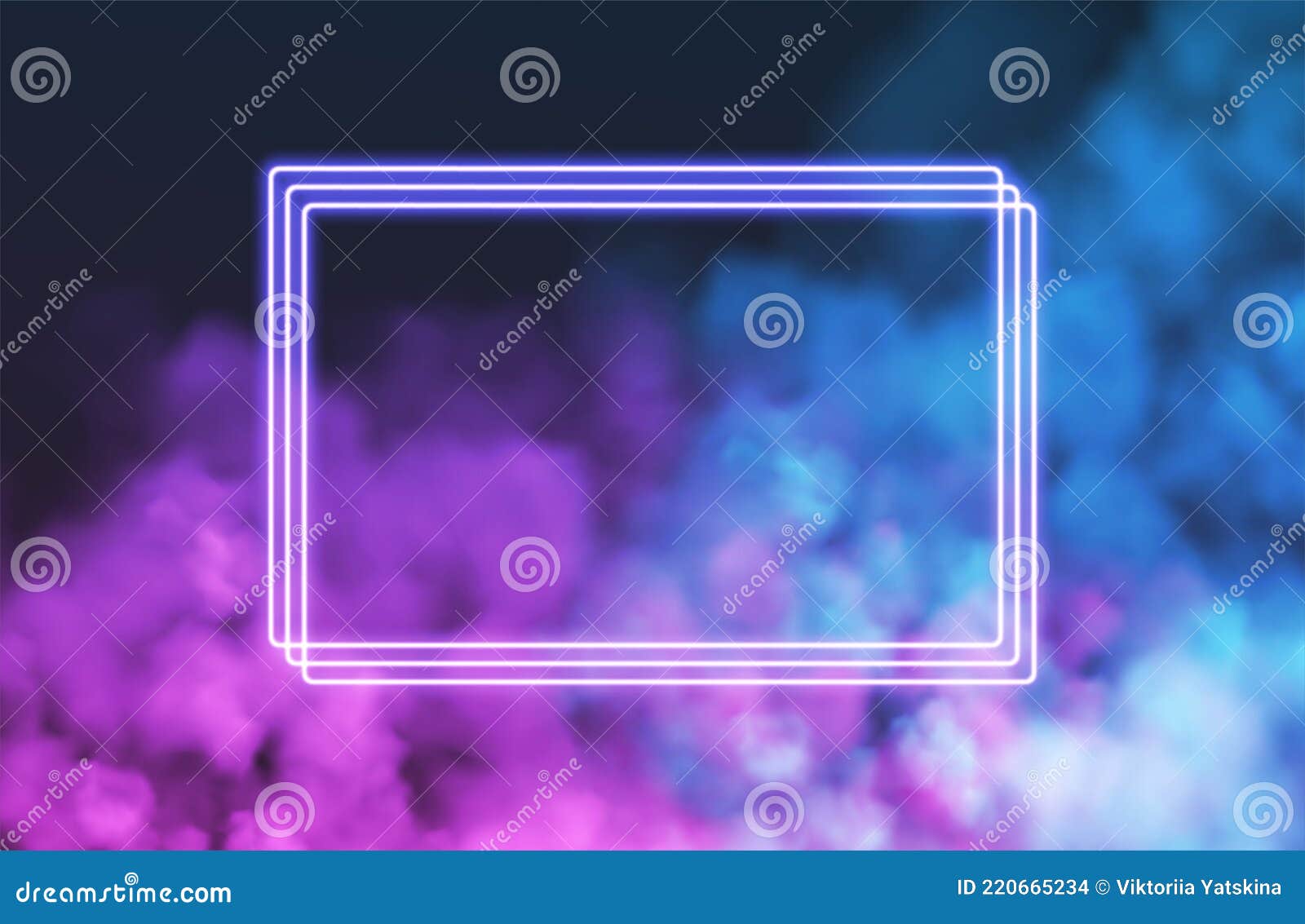 Abstract Rectangle Neon Frame On Pink And Blue Smoke Background. Vector ...