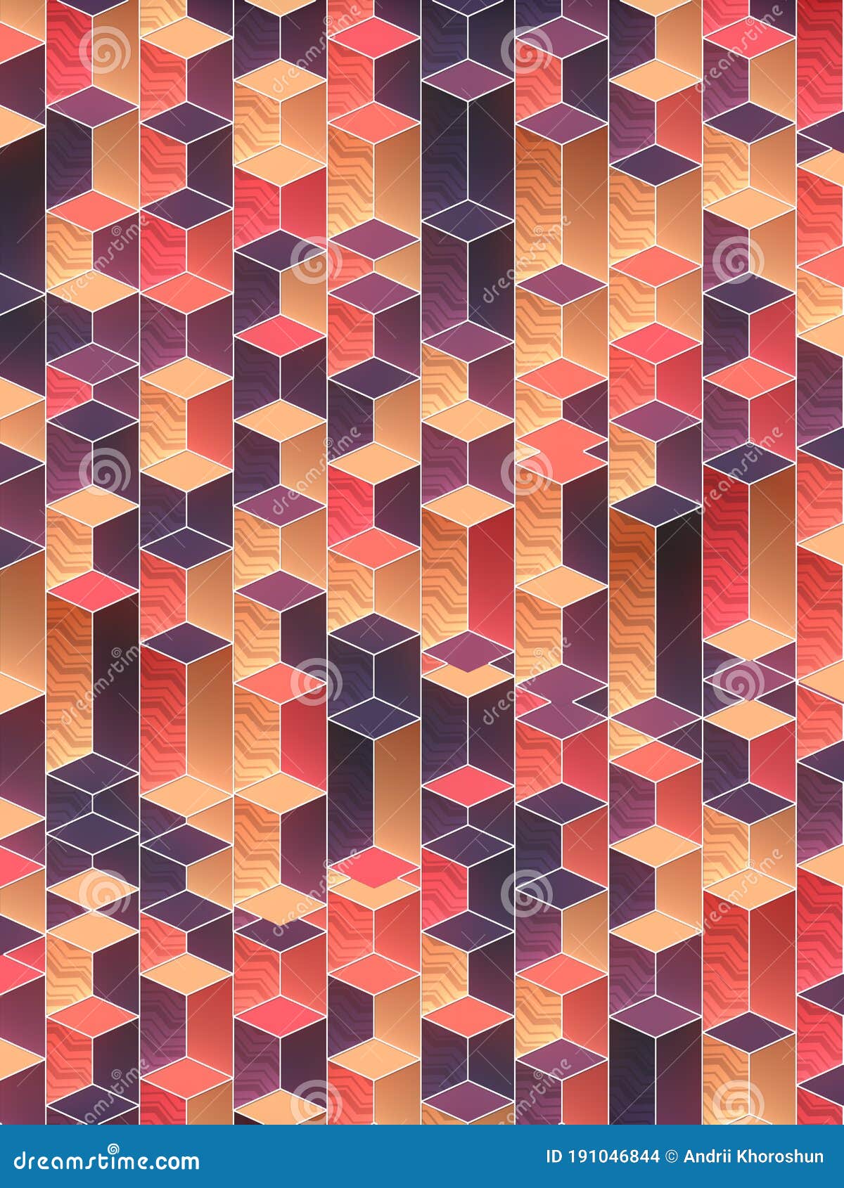 Abstract Rectangles Pattern Graphic Design. 3d Rendering Digital ...