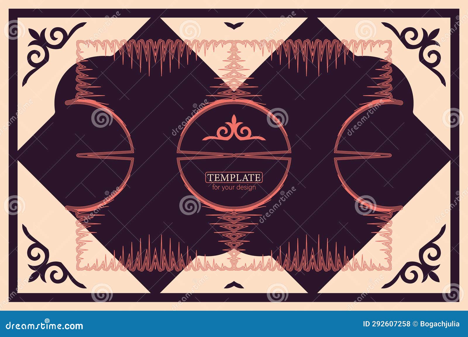 Abstract Rectangular Frame with Dynamic Curved Lines Stock Vector ...