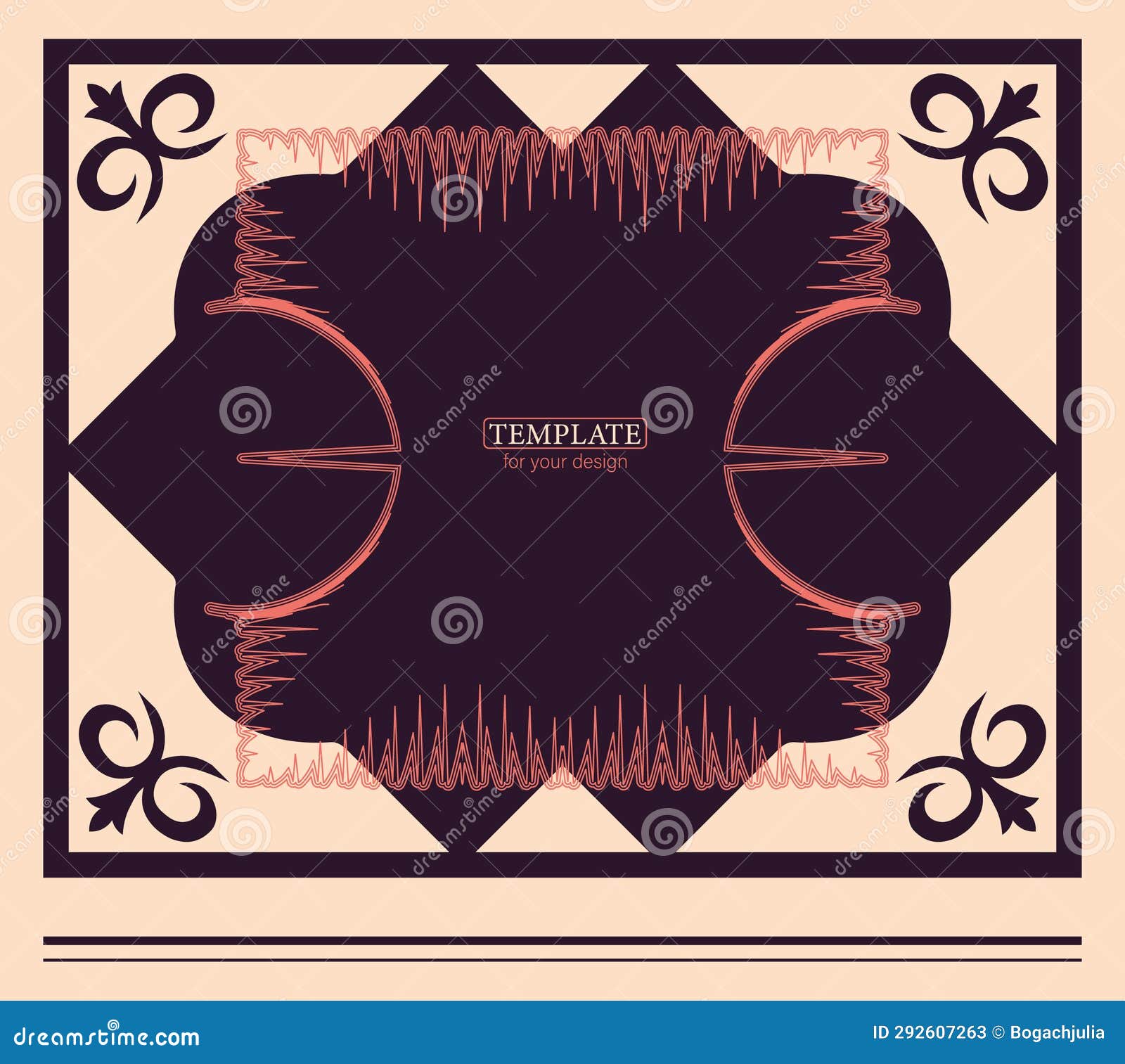 Abstract Rectangular Frame with Dynamic Curved Lines Stock Illustration ...