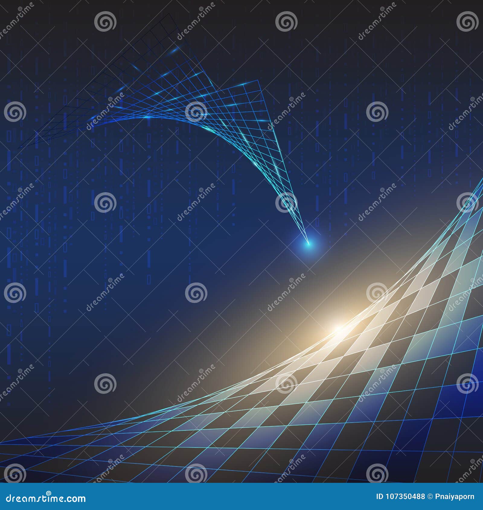 Abstract Rectangular Grid Distorted with Dark Blue Background Stock ...