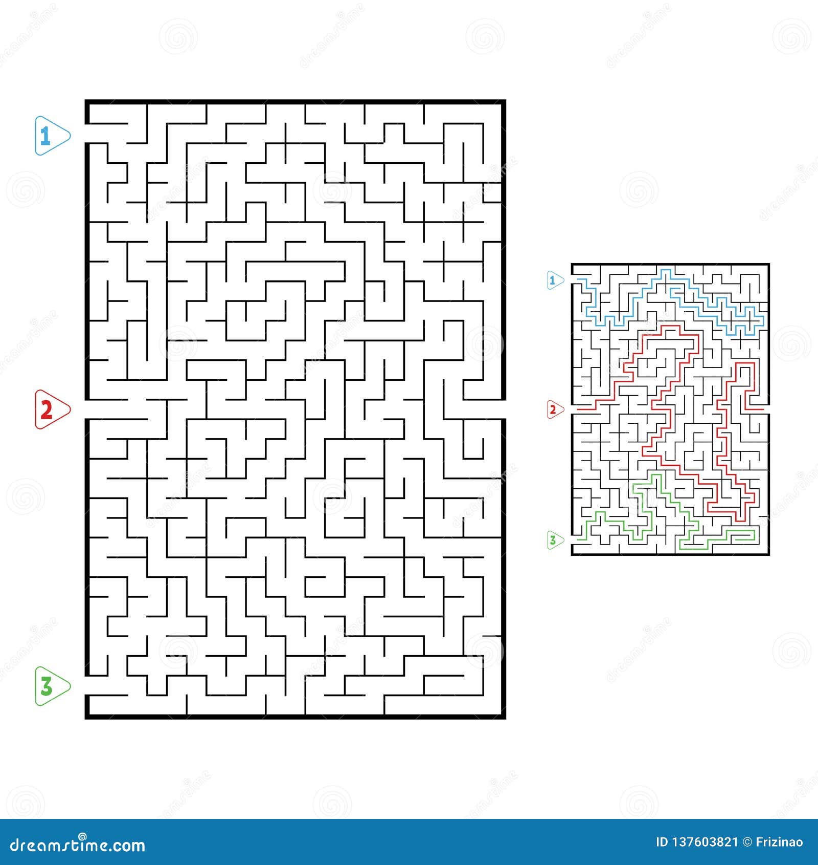 Abstract Rectangular Large Maze. Game For Kids. Puzzle For Children ...