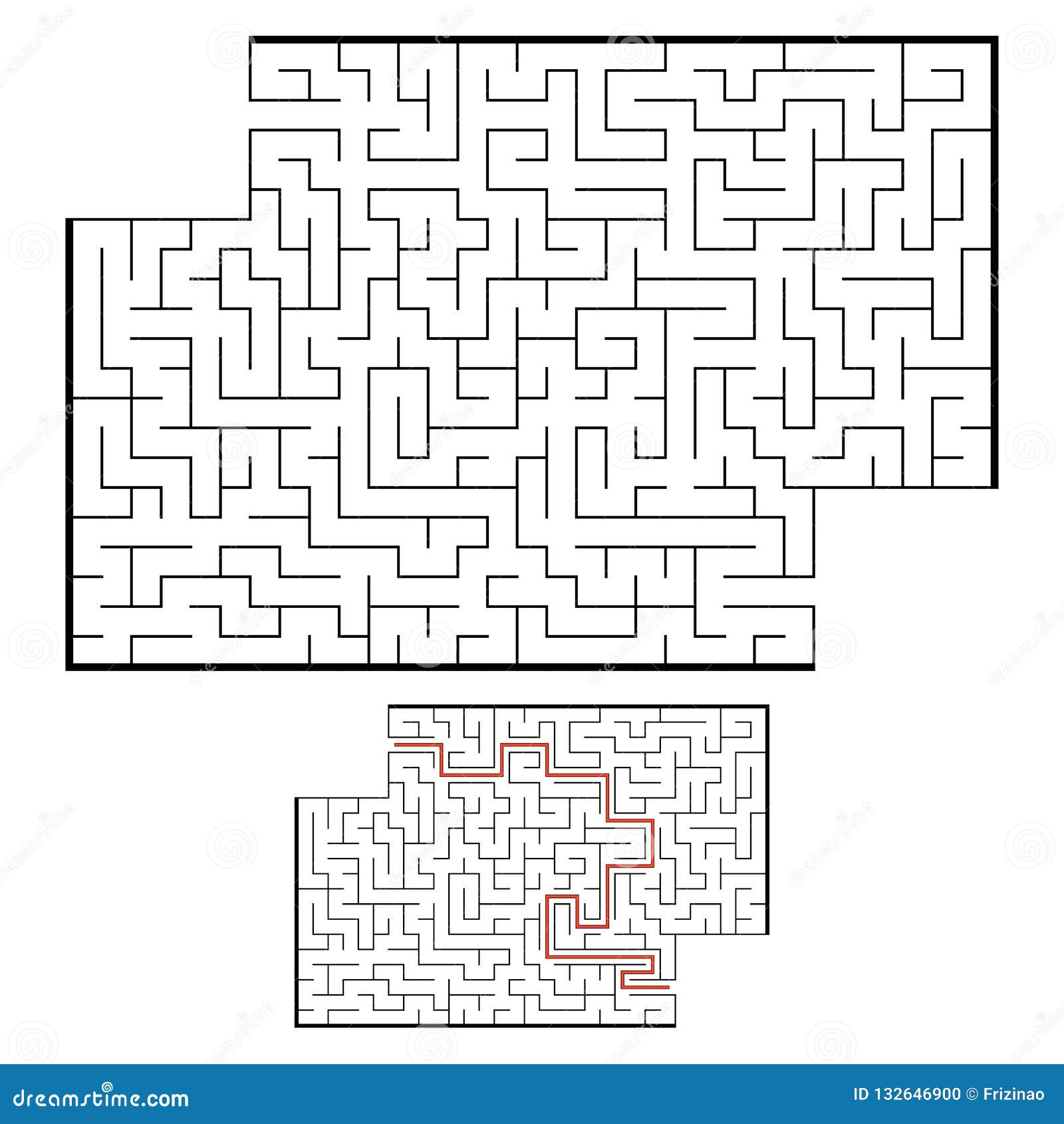 Abstract Rectangular Large Maze. Game For Kids. Puzzle For Children ...