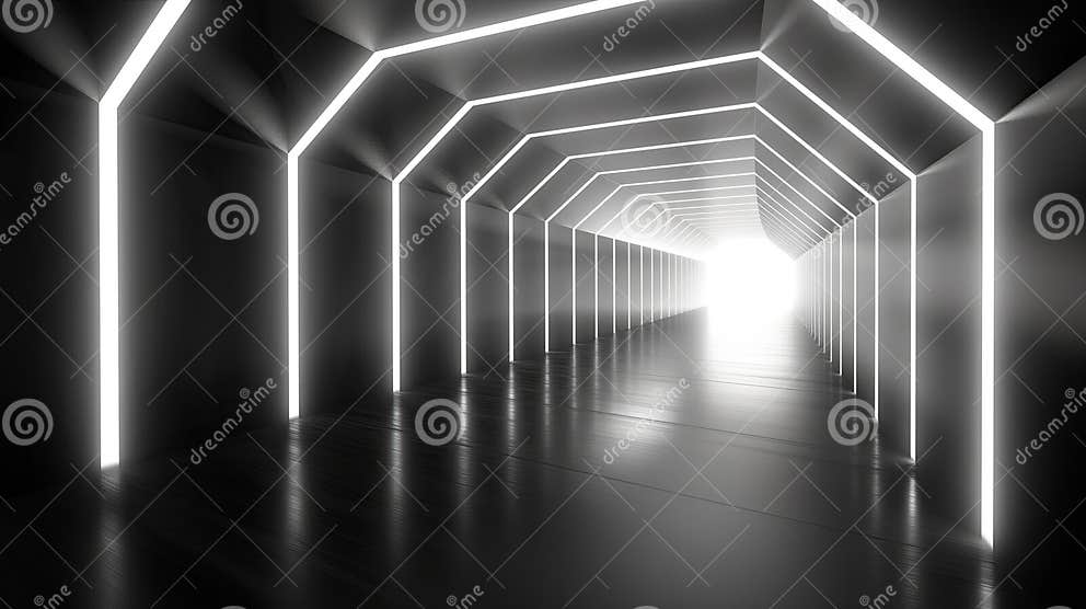 Abstract Rectangular Tunnel Made of Luminous Elements Stock ...
