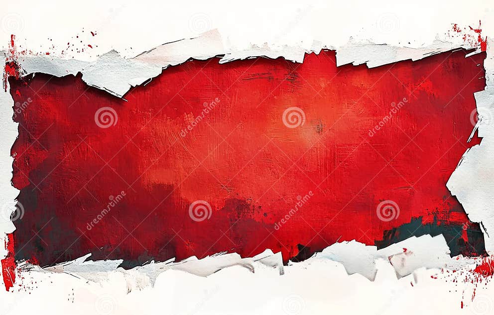 Abstract Red Artwork with a Textured Surface and Torn Paper Effects on ...