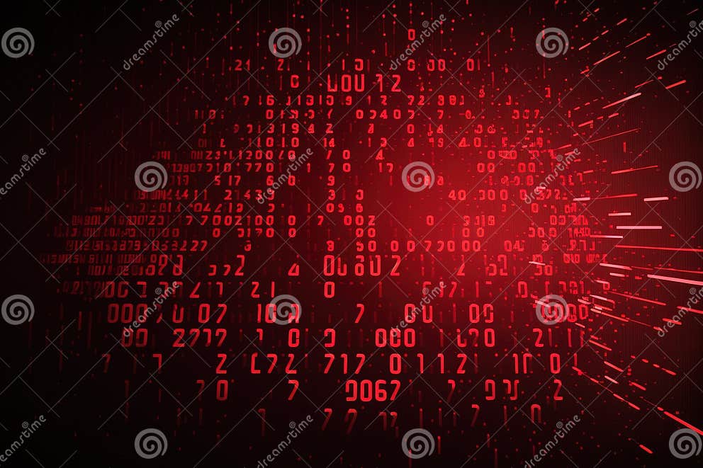 Abstract Red Background with Binary Code Numbers. Data Breach, Malware, Cyber Attack, Hacking ...