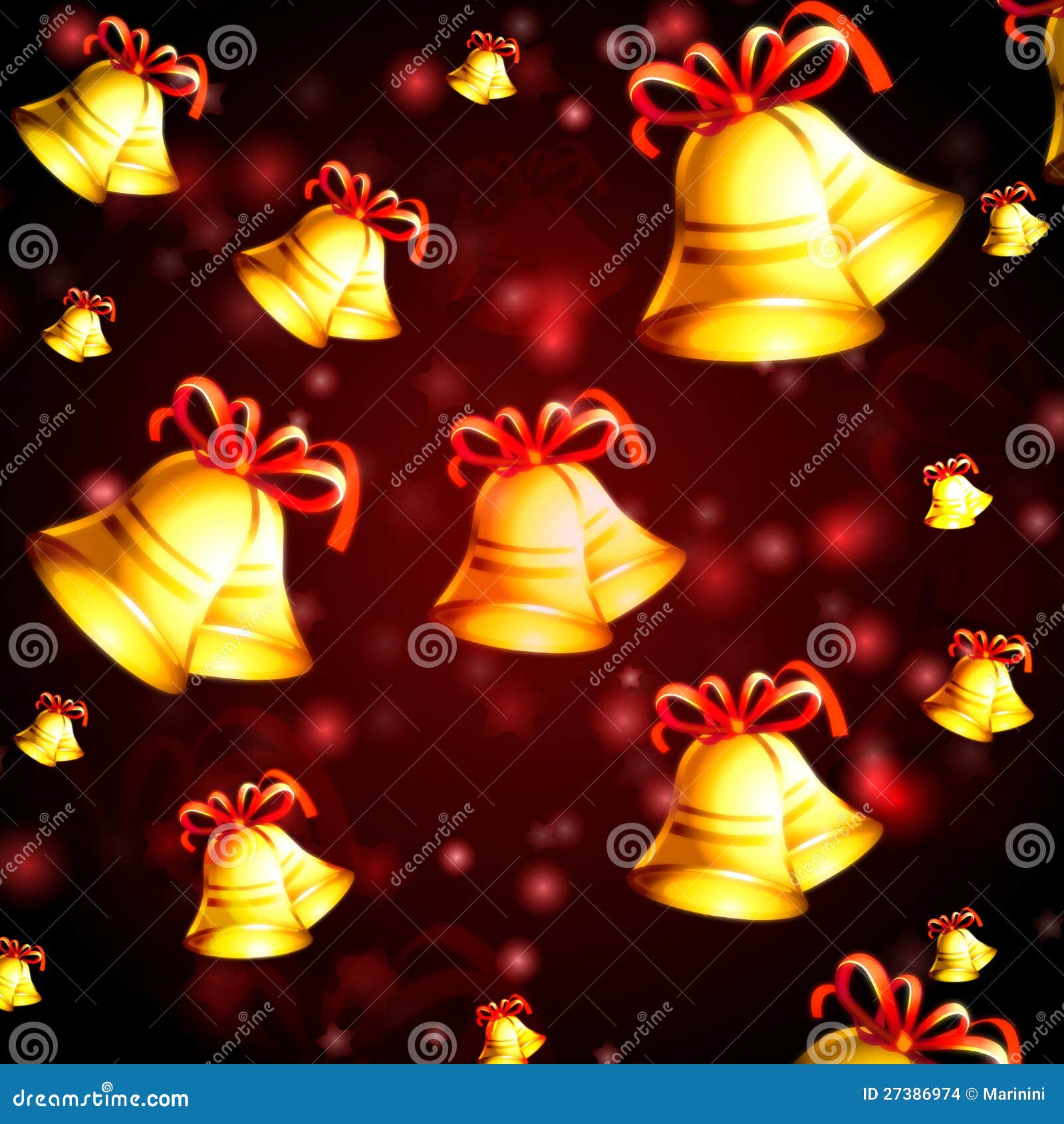 Abstract Red Background with Christmas Bells Stock Illustration ...