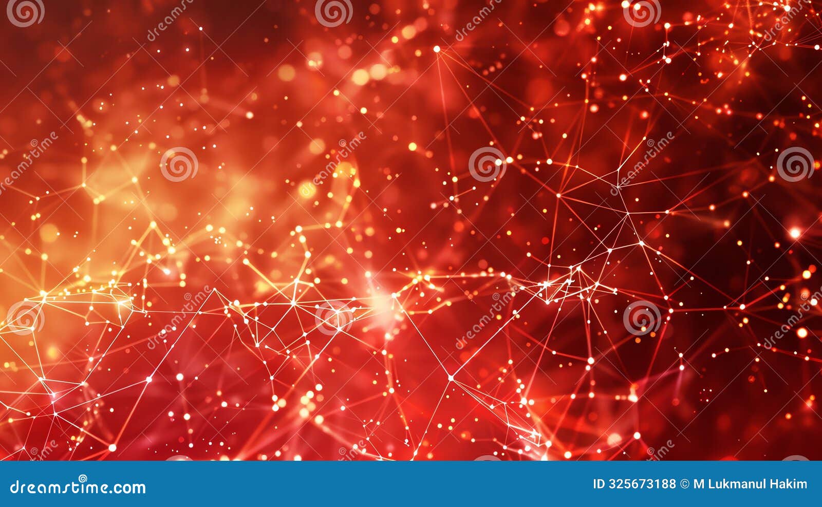 Abstract Red Background With Connecting Dots And Lines Network Connection Structure Plexus