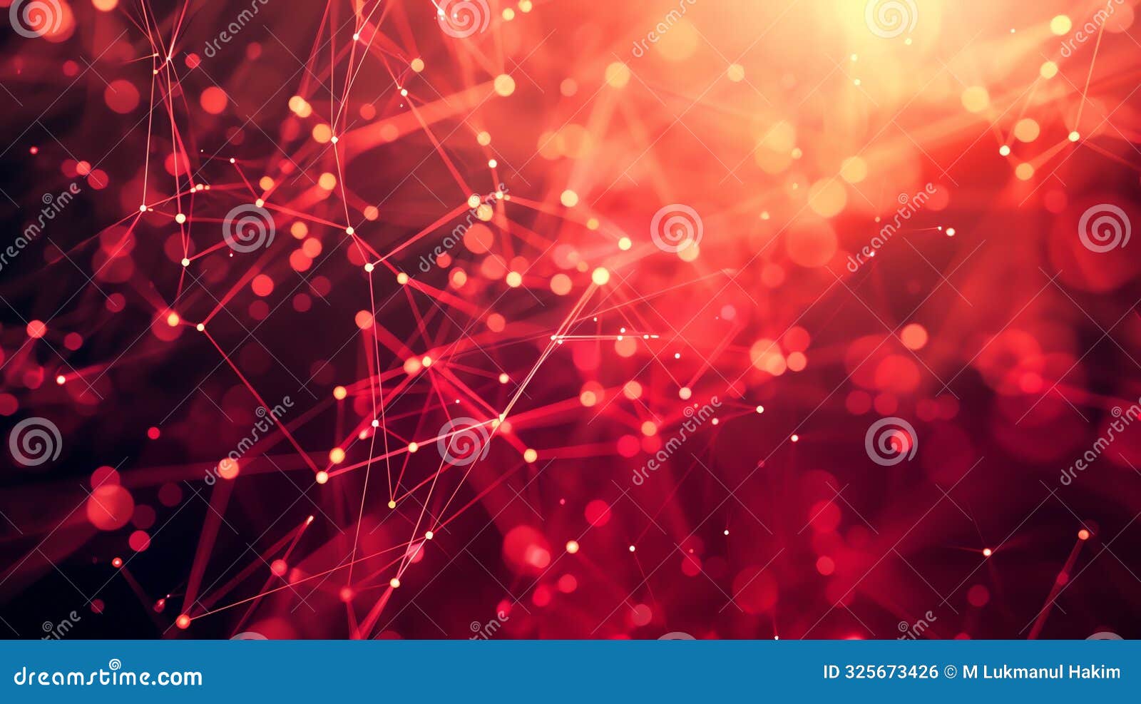 Abstract Red Background with Connecting Dots and Lines. Network ...