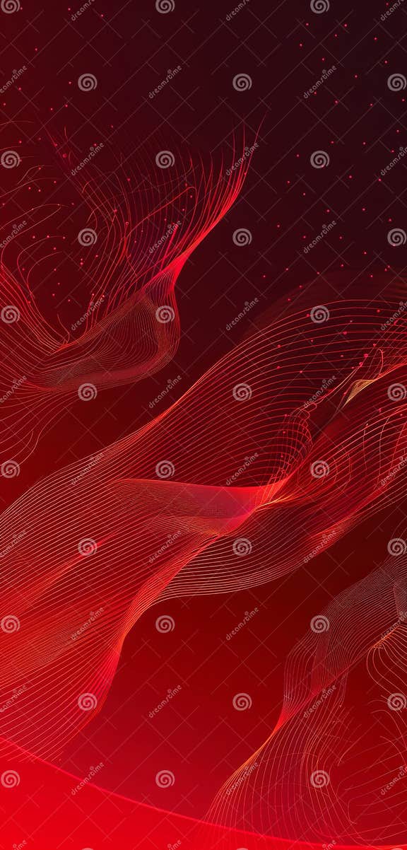 Abstract Red Background with Flowing Graphics and Lines Stock Image ...
