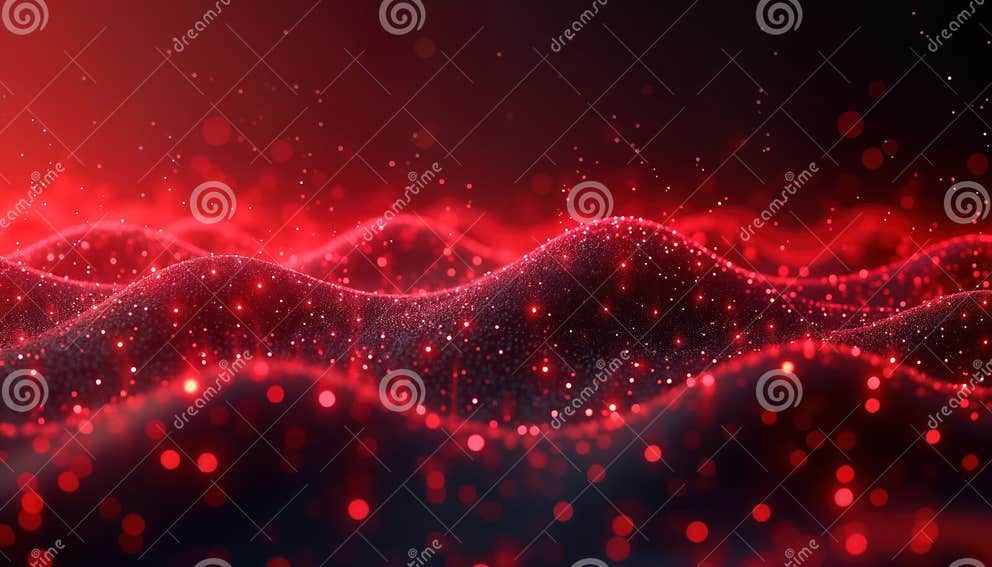 Abstract Red Background with Glowing Particles. Red Light Effect ...