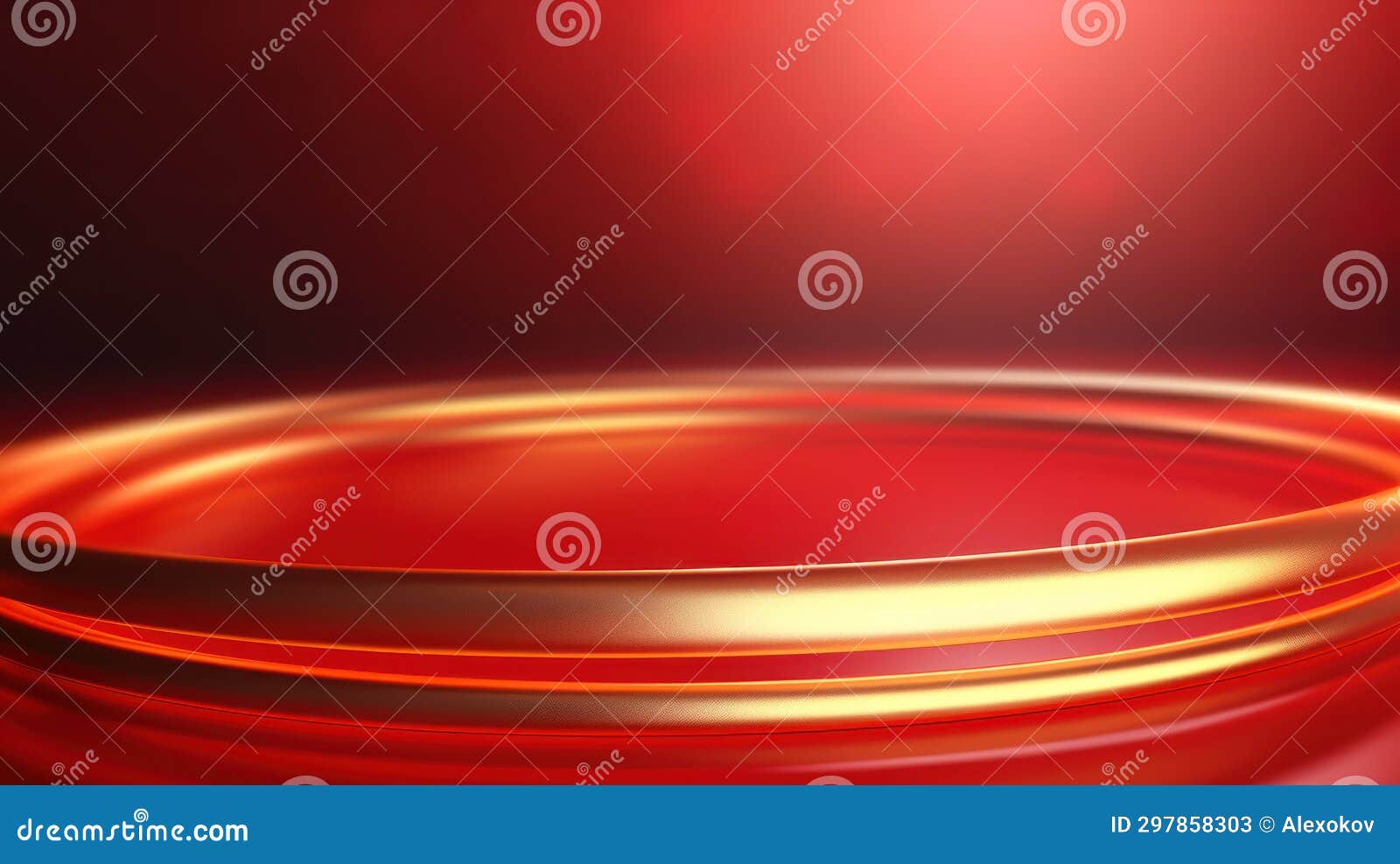 Abstract Red Background with Golden Ring. 3d Rendering. Computer ...