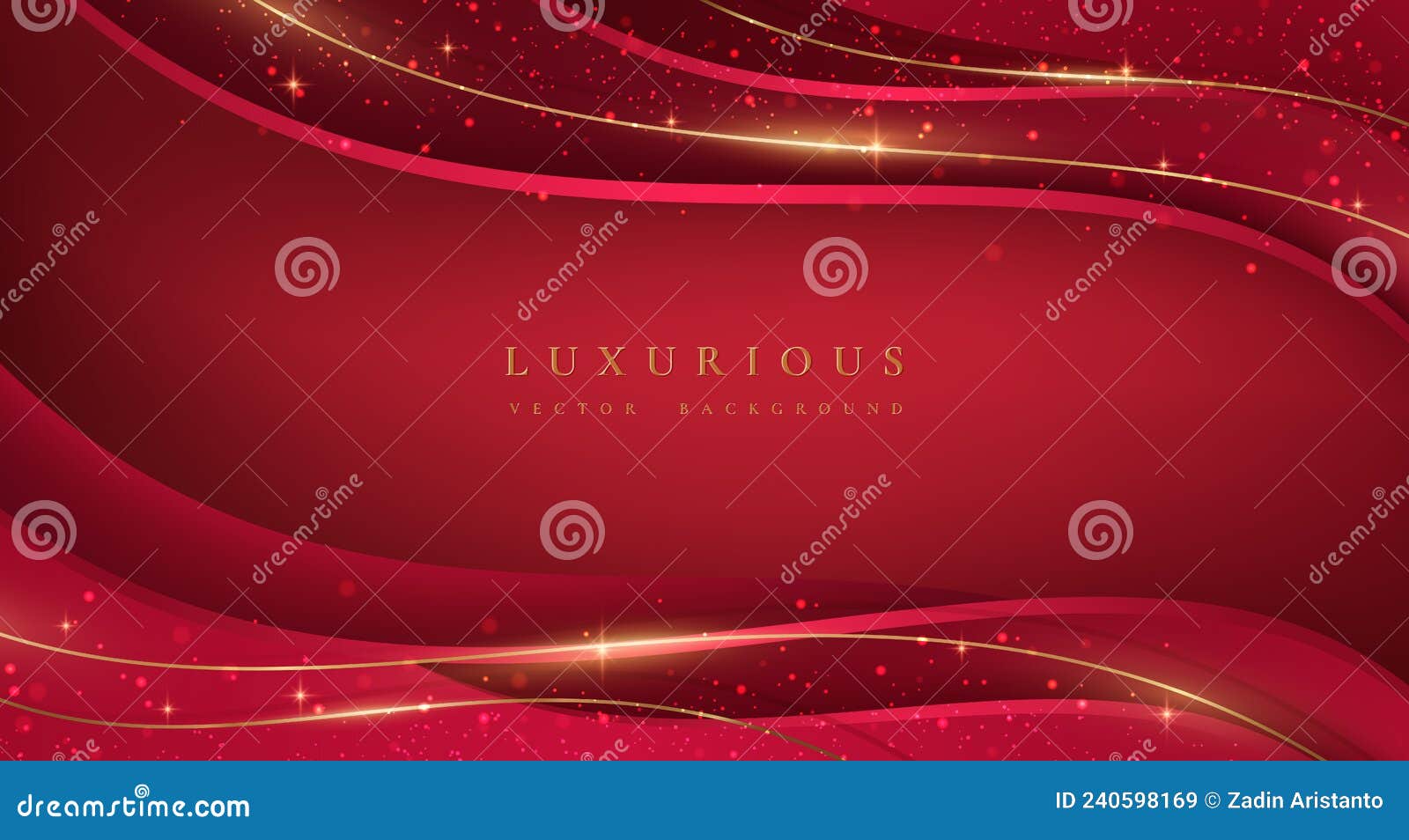 Abstract Red Background with Golden Wave Lines and Shining Dots Stock ...