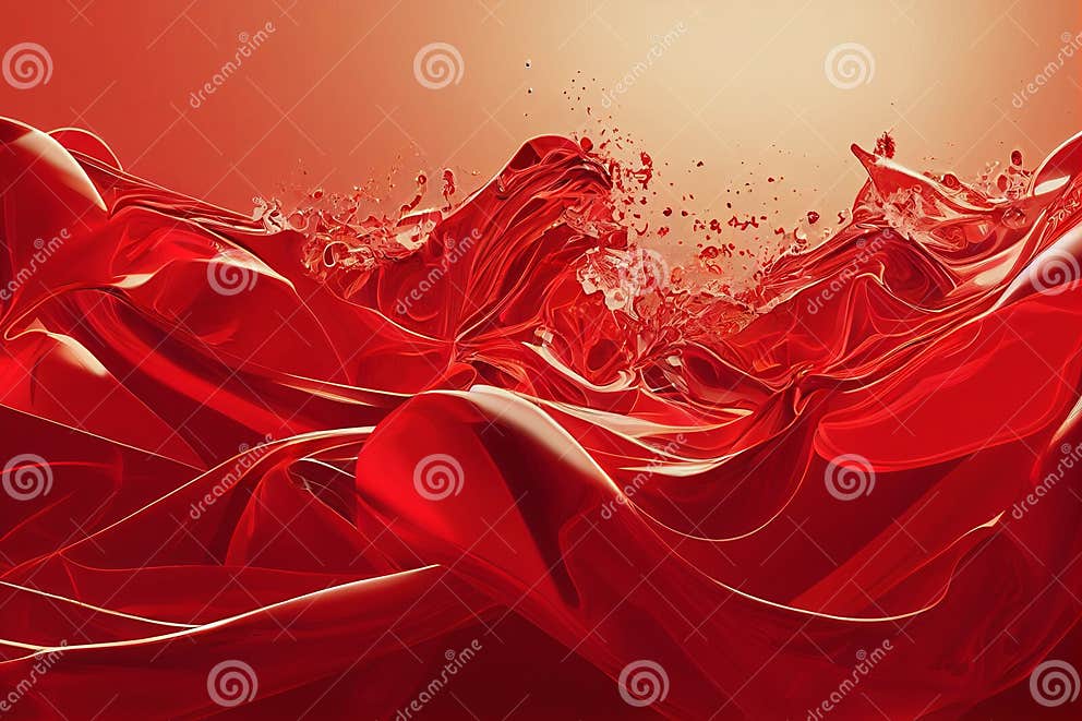Abstract Red Background with Waves, Fabcric Texture Stock Illustration ...