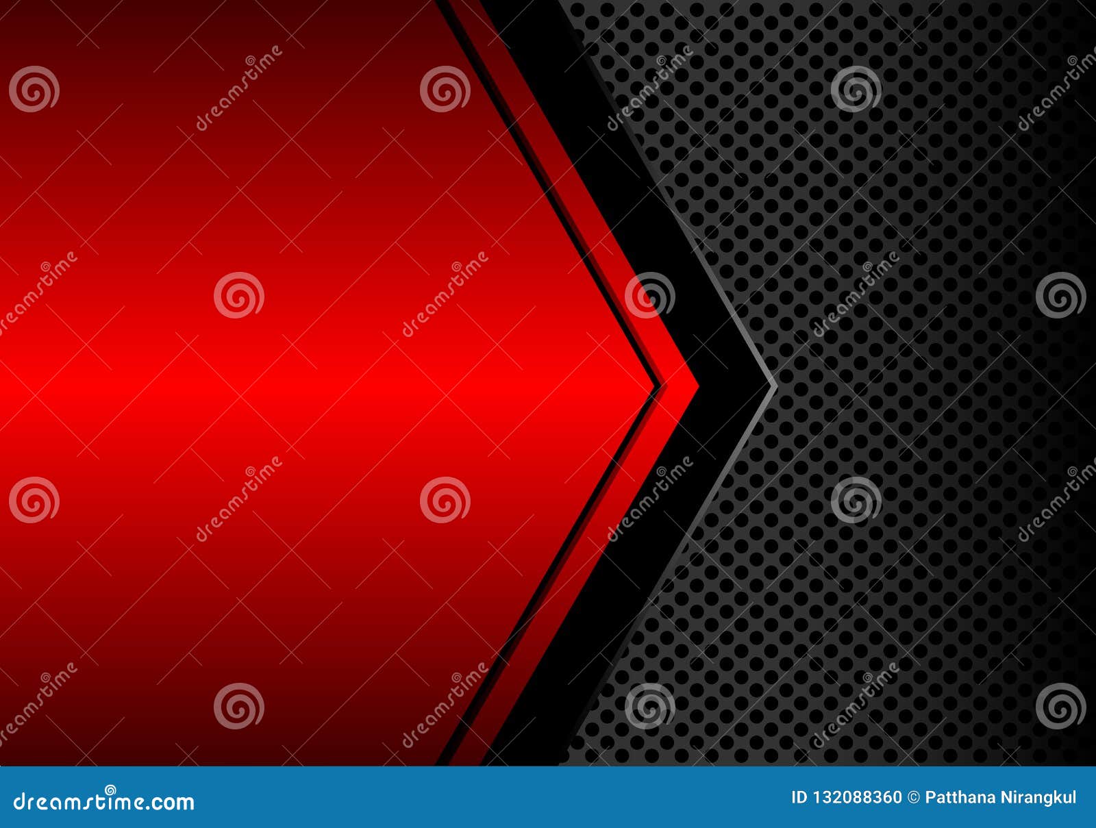 Abstract Red Banner Silver Line On Black Metal Hexagon Mesh Pattern Design Modern Futuristic