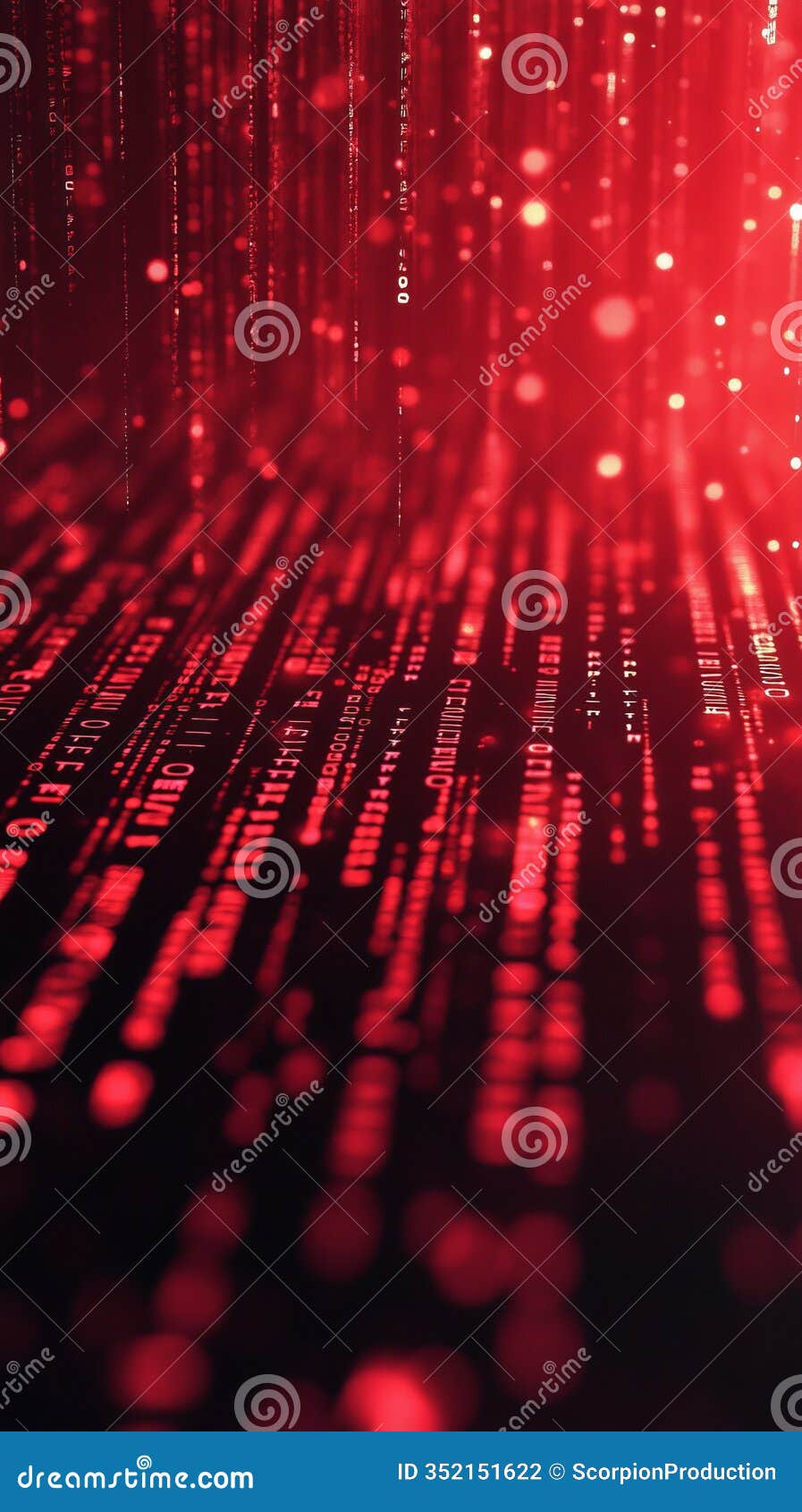 Abstract Red Binary Matrix Digital Background Stock Photo - Image of lines, code: 352151622