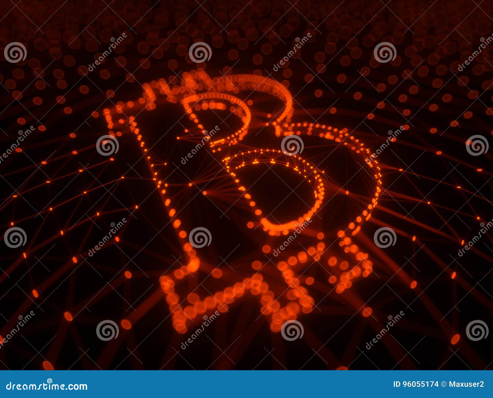Abstract Red Bitcoin Sign Built As an Array of Transactions in ...
