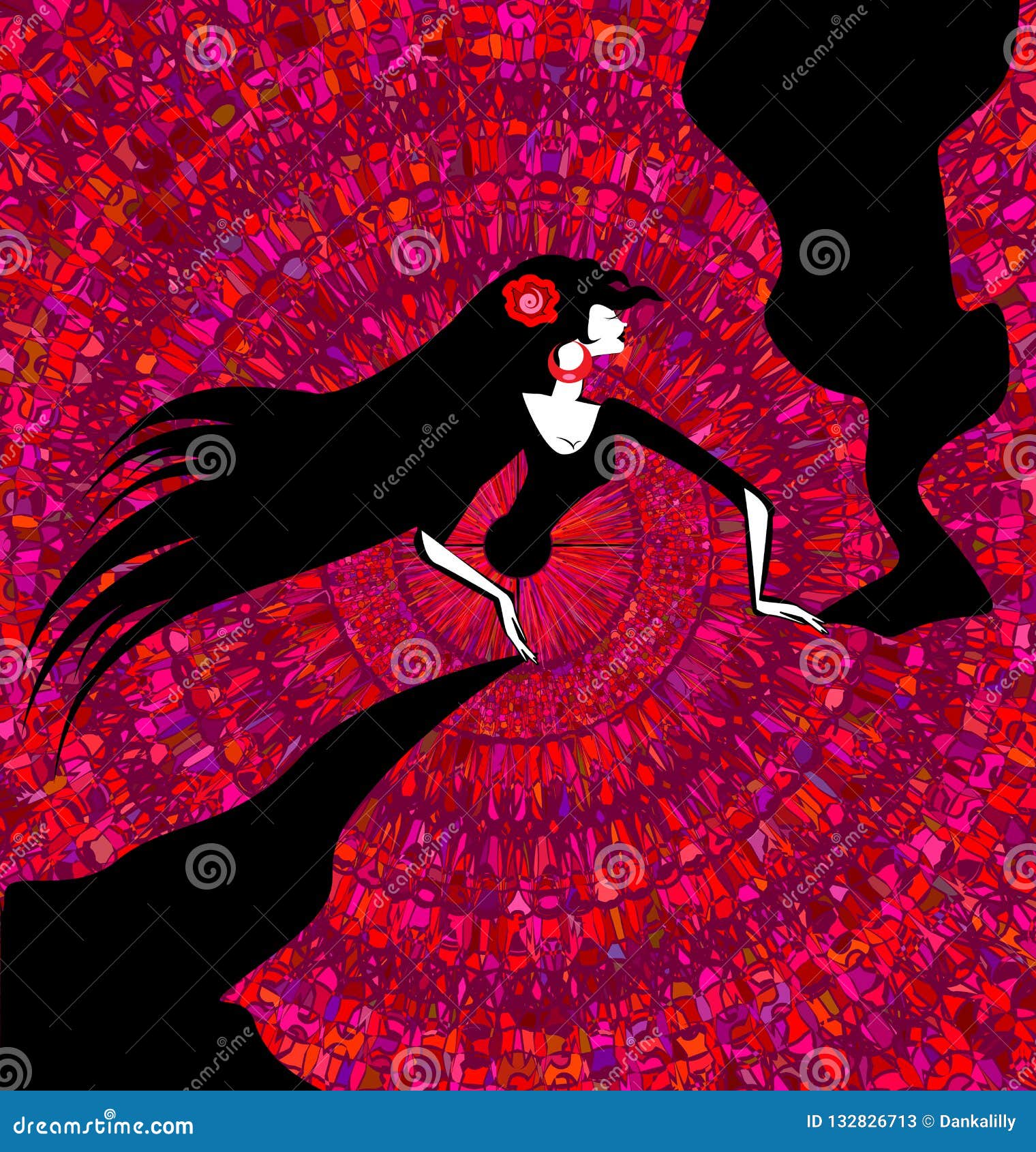 Abstract Red and Black Colored Ornament Dancer Stock Vector ...