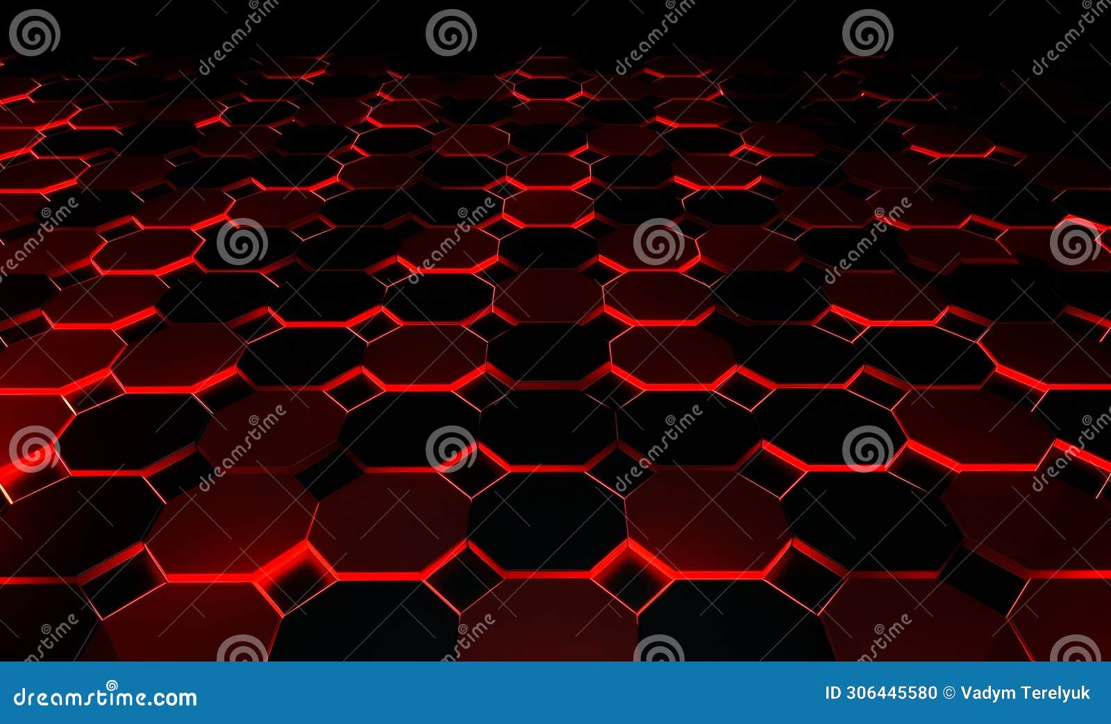 Abstract Red and Black Hexagonal Shapes on a Dark Background. a Red and ...
