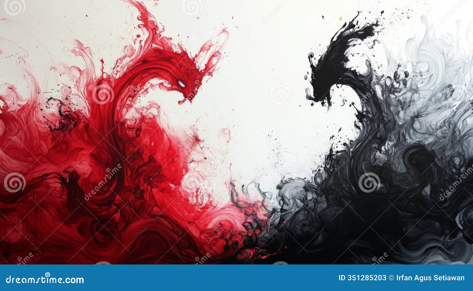 Abstract Red and Black Ink Dragon Forms Stock Illustration ...