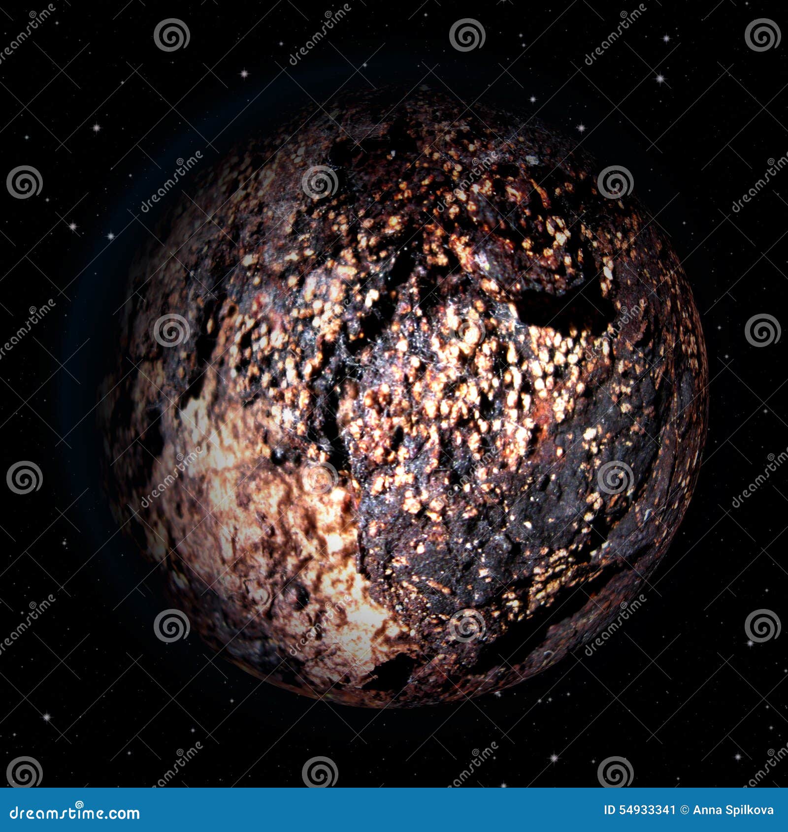 Abstract Red and Black Stone Planet Stock Illustration - Illustration ...