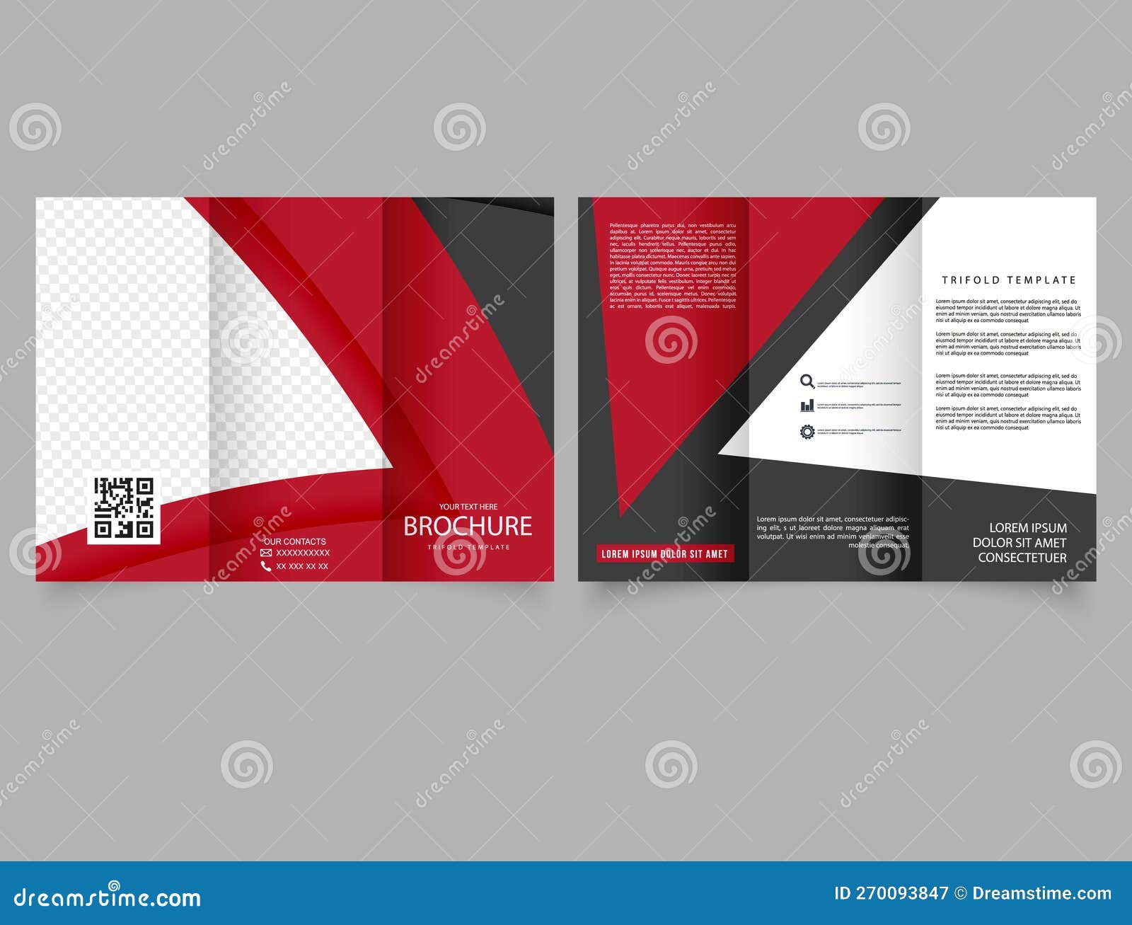 Abstract Red and Black Trifold Brochure.Flyer Design for Advertising ...