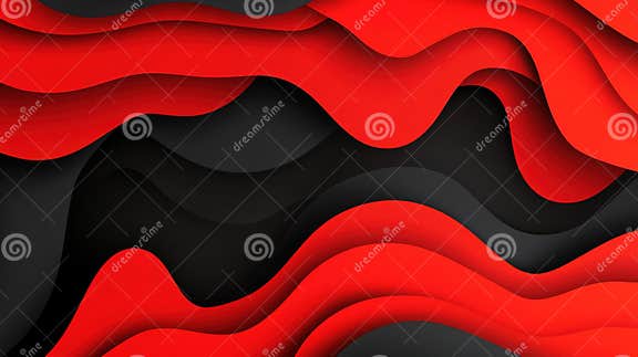 Abstract Red and Black Wave Design Showcasing Layered Textures in a ...