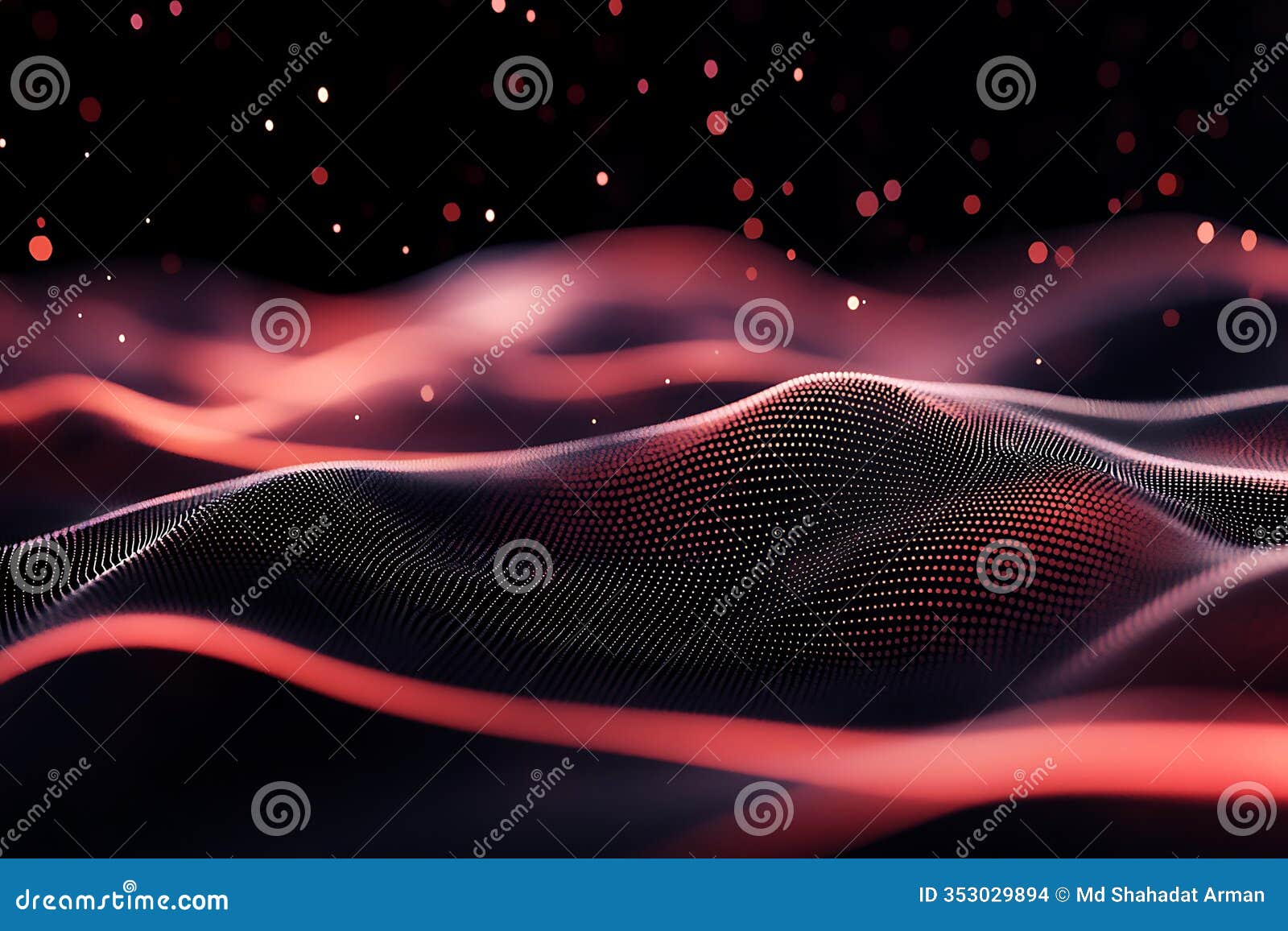 Abstract Red and Black Wave Pattern with Glowing Particles Stock ...