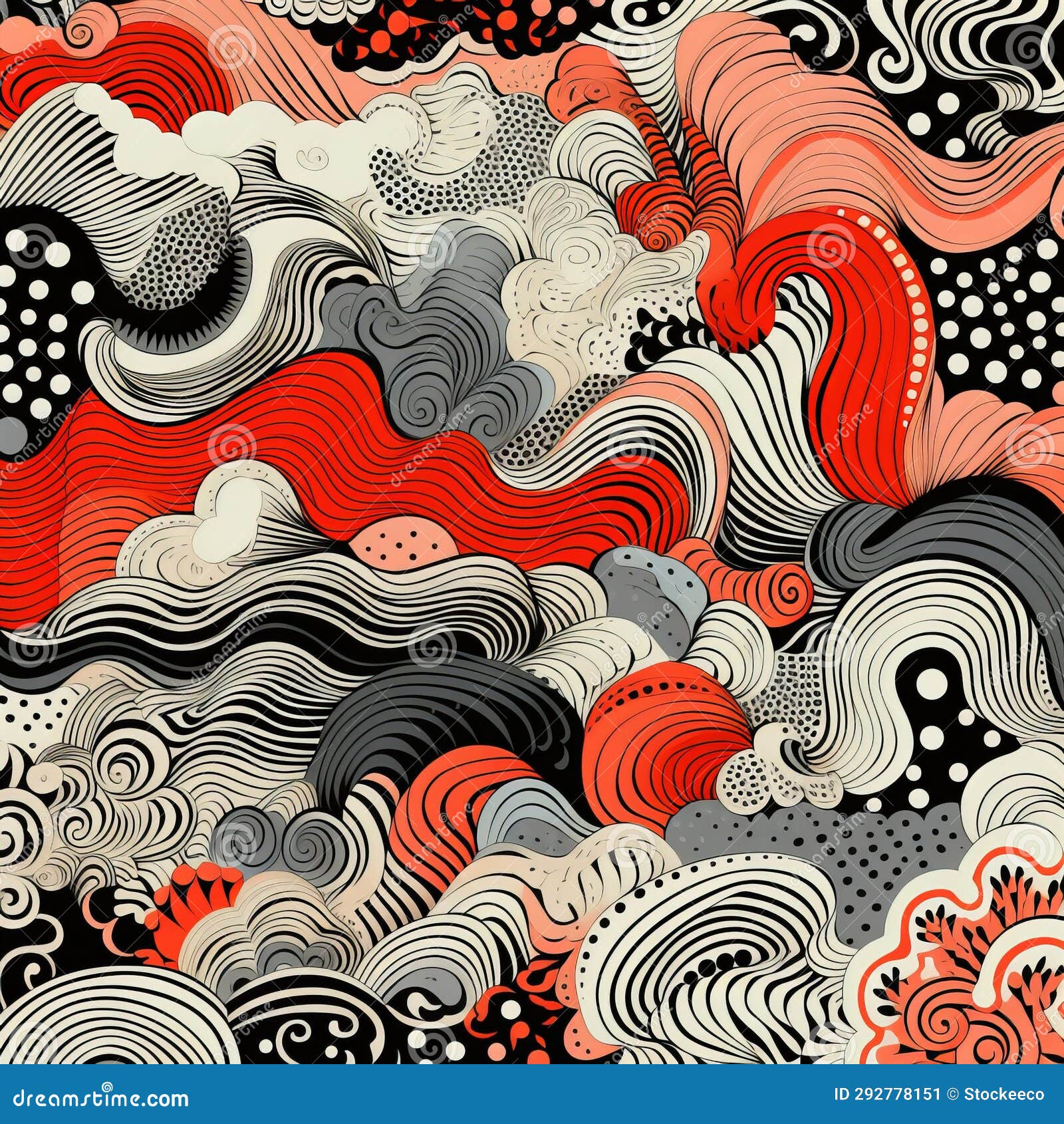 Abstract Red and Black Wave Pattern for Textile Art and Website ...